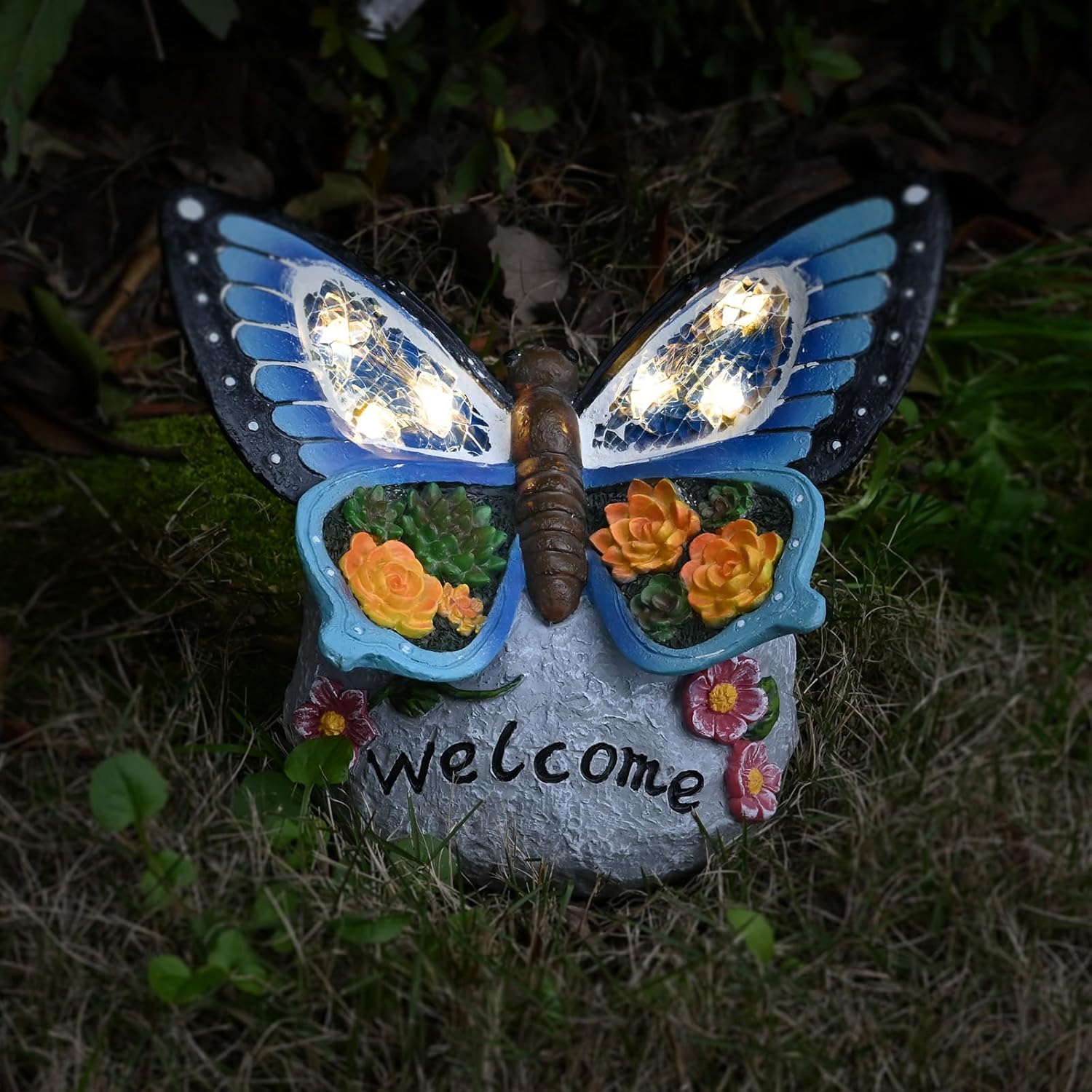 Yiosax-Garden Statue Butterfly Decor-Solar Outdoor Butterfly Light ...