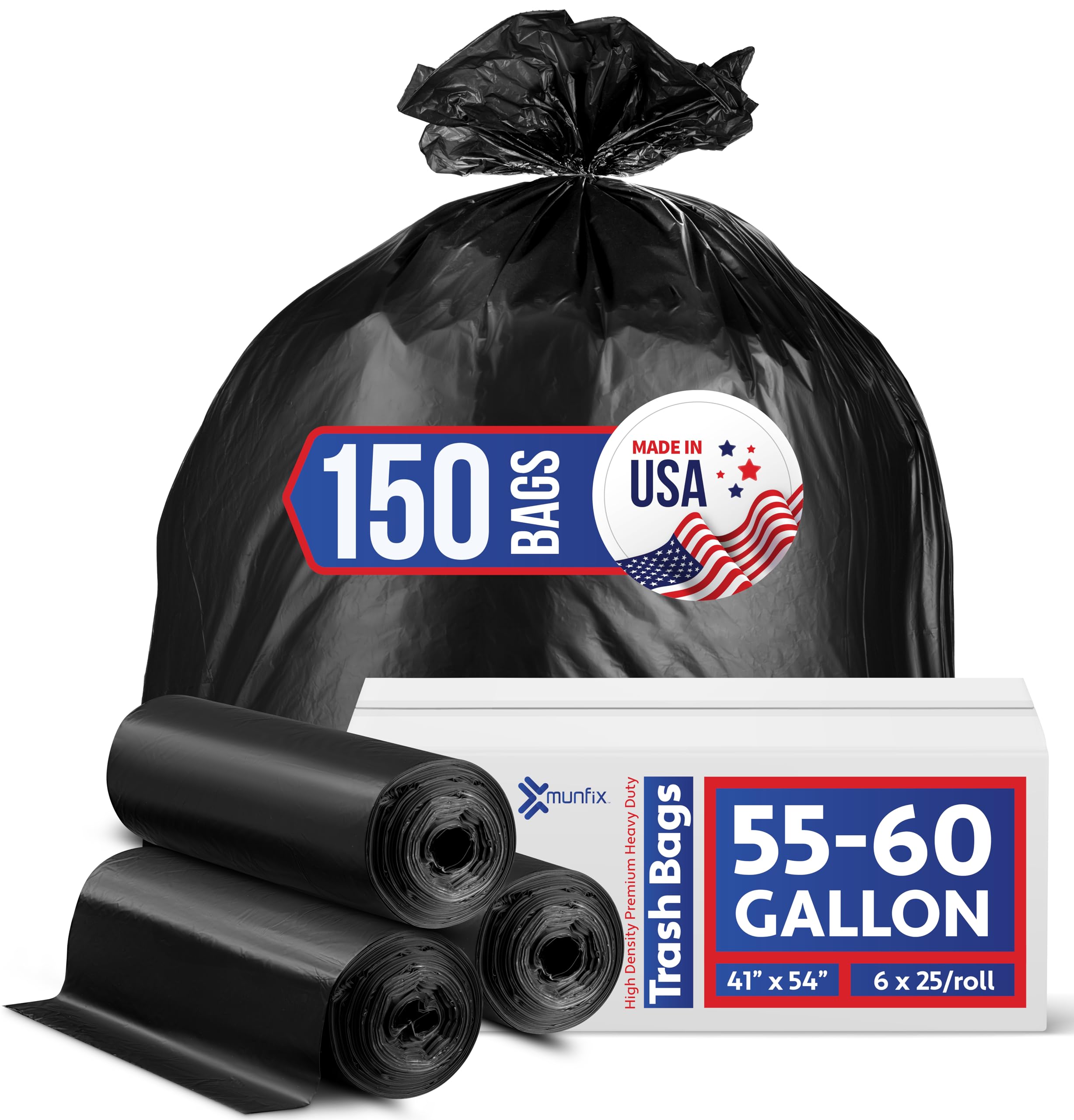 Snapklik.com : 55-60 Gallon Trash Bags Heavy Duty - Bulk 150 Pack Large ...