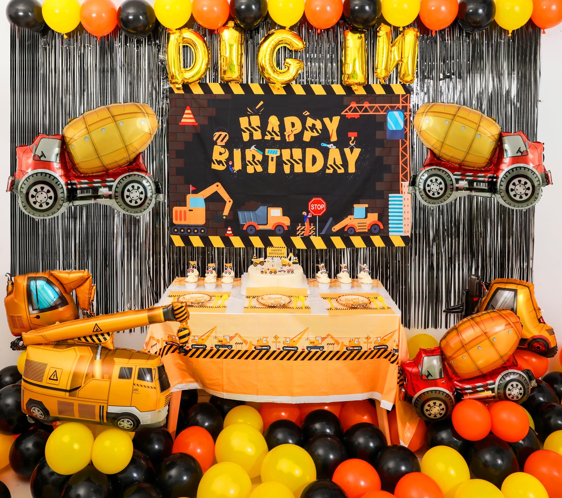 Amazon.com: 179 Pack Construction Birthday Party Supplies Dump Truck ...