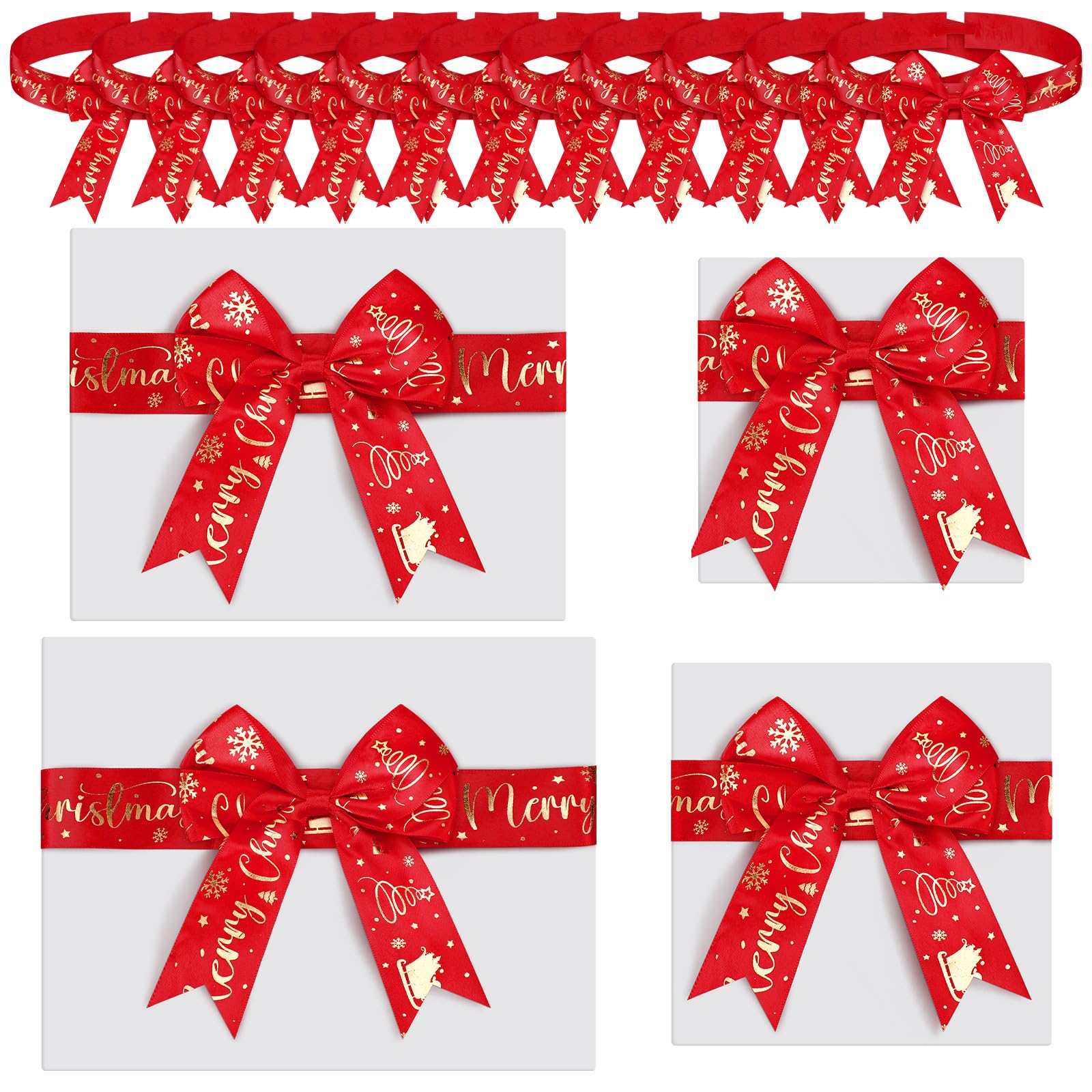 Amazon.com: Luinabio 12 Pcs Christmas Elastic Bows for Gift Boxes ...