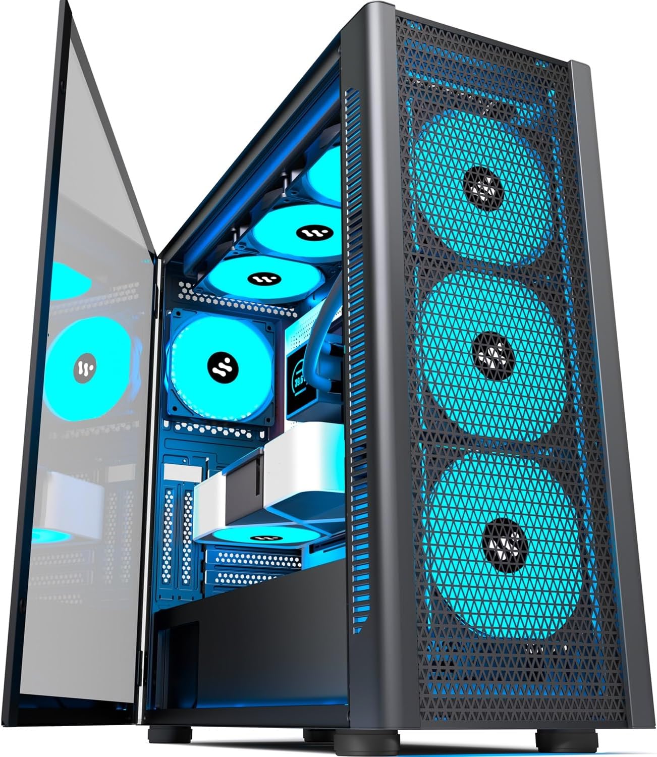 Amazon.com: AMANSON ATX PC Case Pre-Install 6 PWM Fans Mesh Gaming Case ...