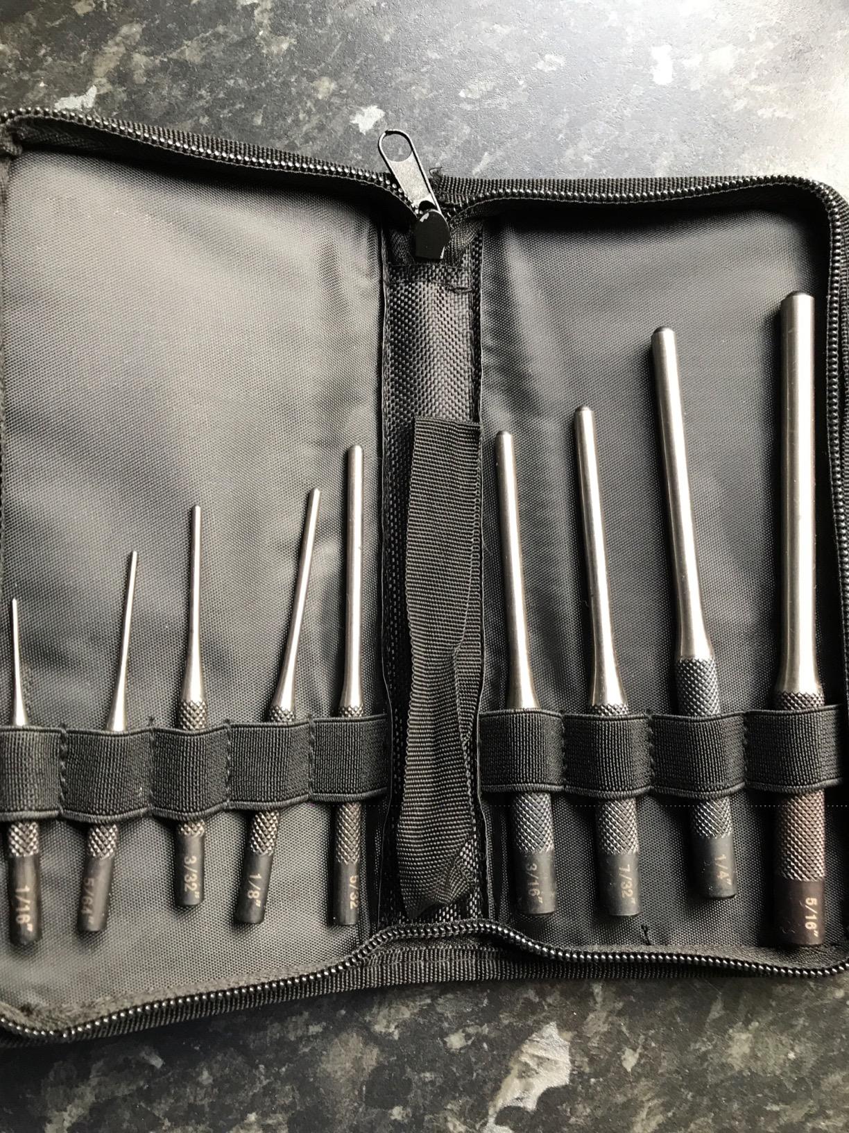 Best Roll Pin Punch Tool Set in Zippered Organizer Carry Case (9 Pieces ...