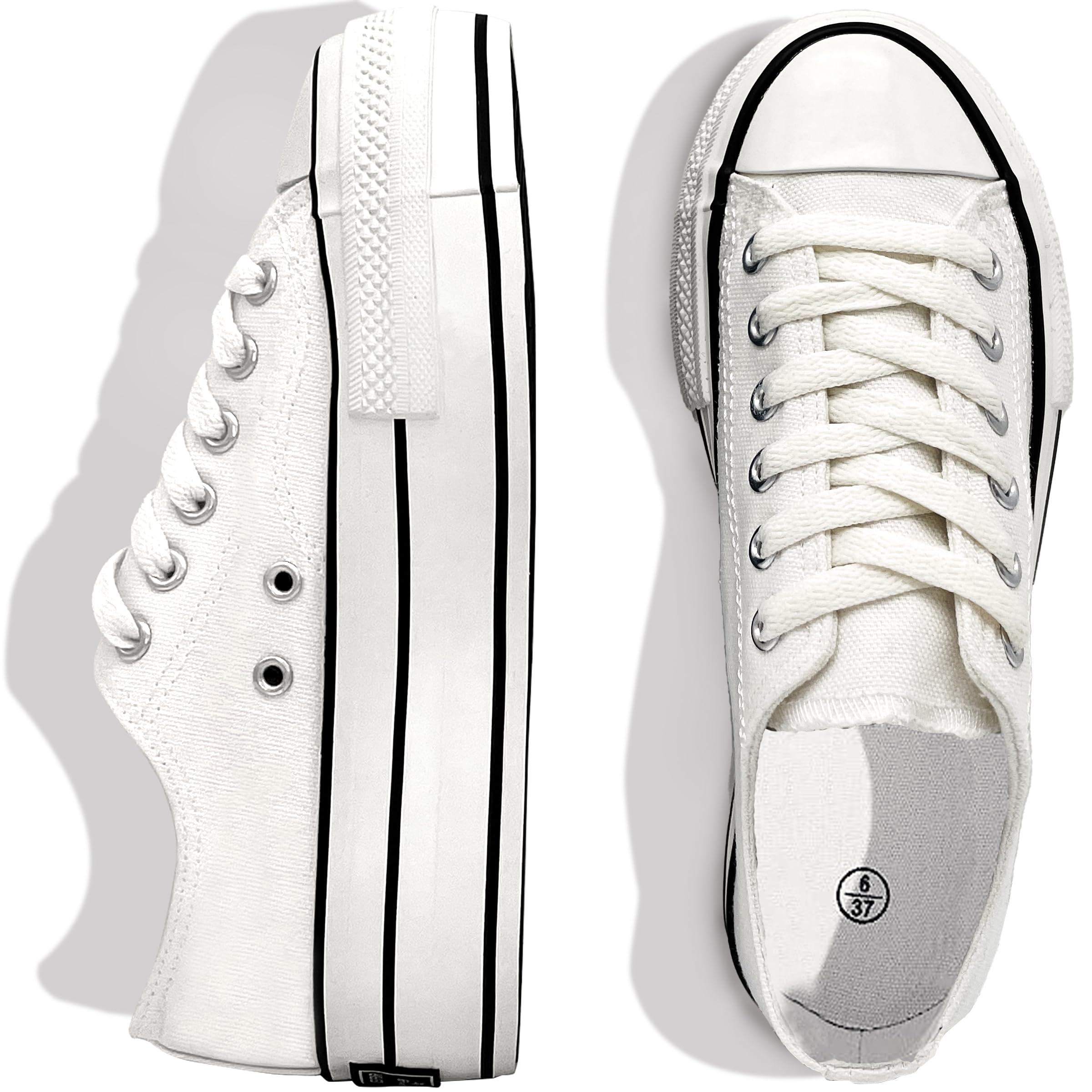 REFRASE LIFE Platform Sneakers for Women, White Platform Shoes, Low Top ...