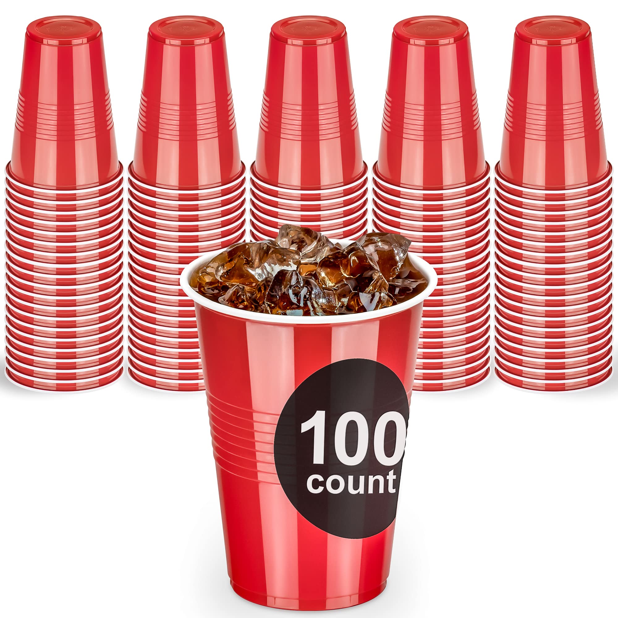 Amazon.com: DecorRack 100 Count Red Party Cups, 16 oz BPA Free Plastic ...