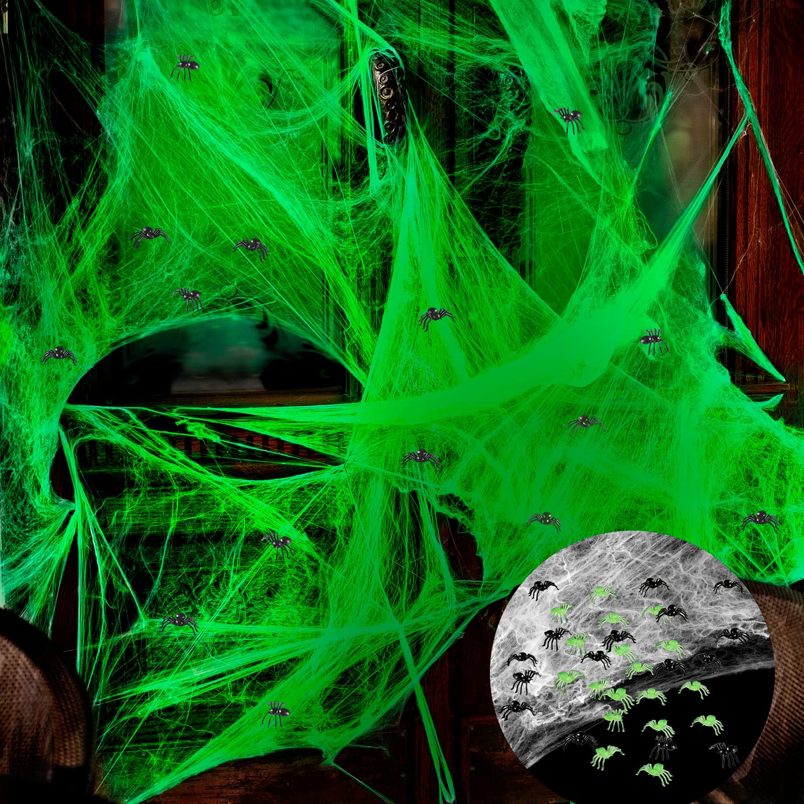 Amazon.com: 1200 Sqft Glow in The Dark Spider Web Halloween Decoration ...