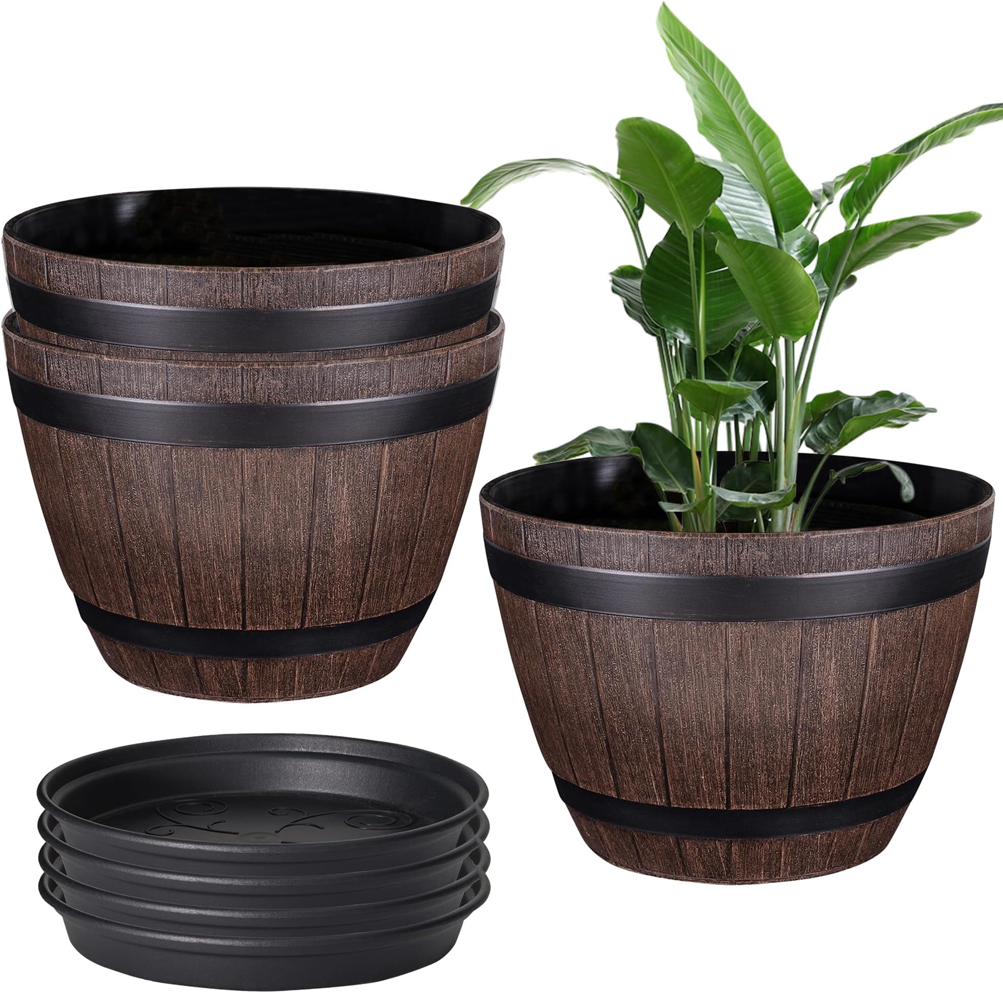 Amazon.com : FUNOMOCYA Whiskey Bucket Garden Flower Barrels Outdoor ...