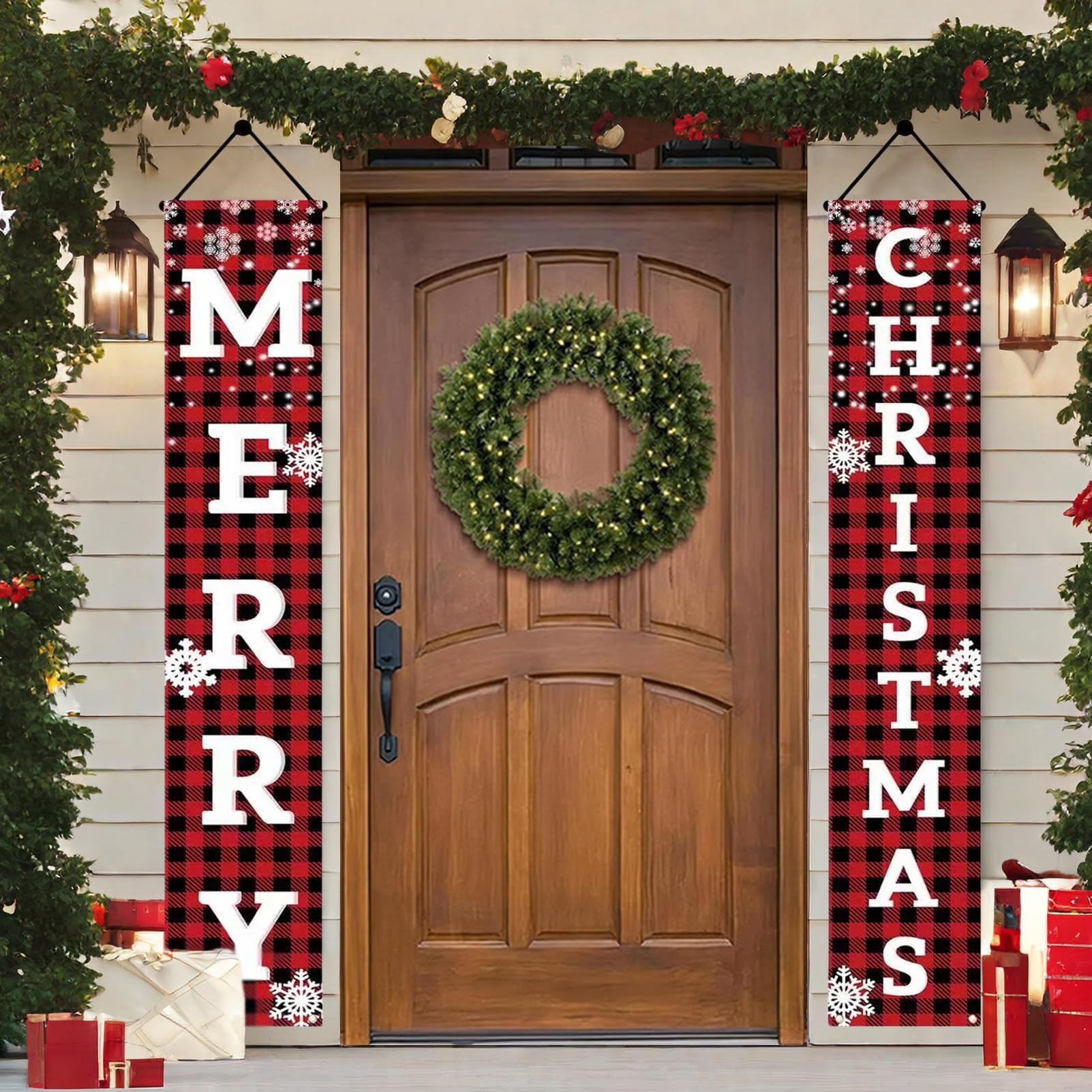 Amazon.com: Christmas Decorations Red Black Buffalo Plaid Sign Set for ...