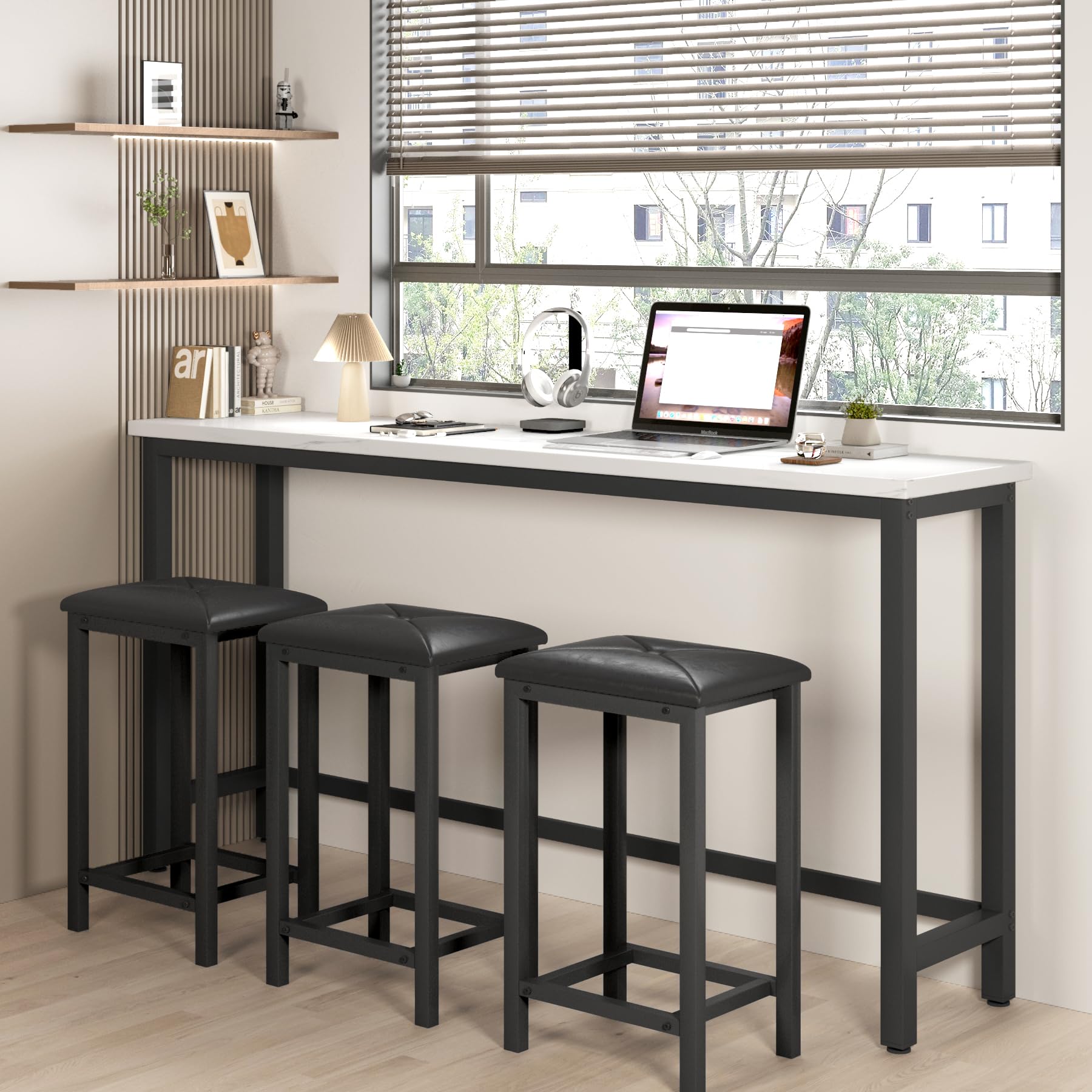 Amazon.com - BTMWAY Bar Table Set with 3 Stools,Counter Height Long Bar ...