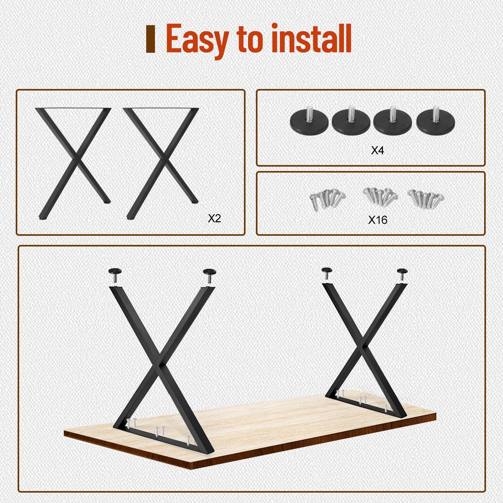 Snapklik.com : 2X Metal Table Legs 27 Inch Height X 23 Inch Wide,DIY ...