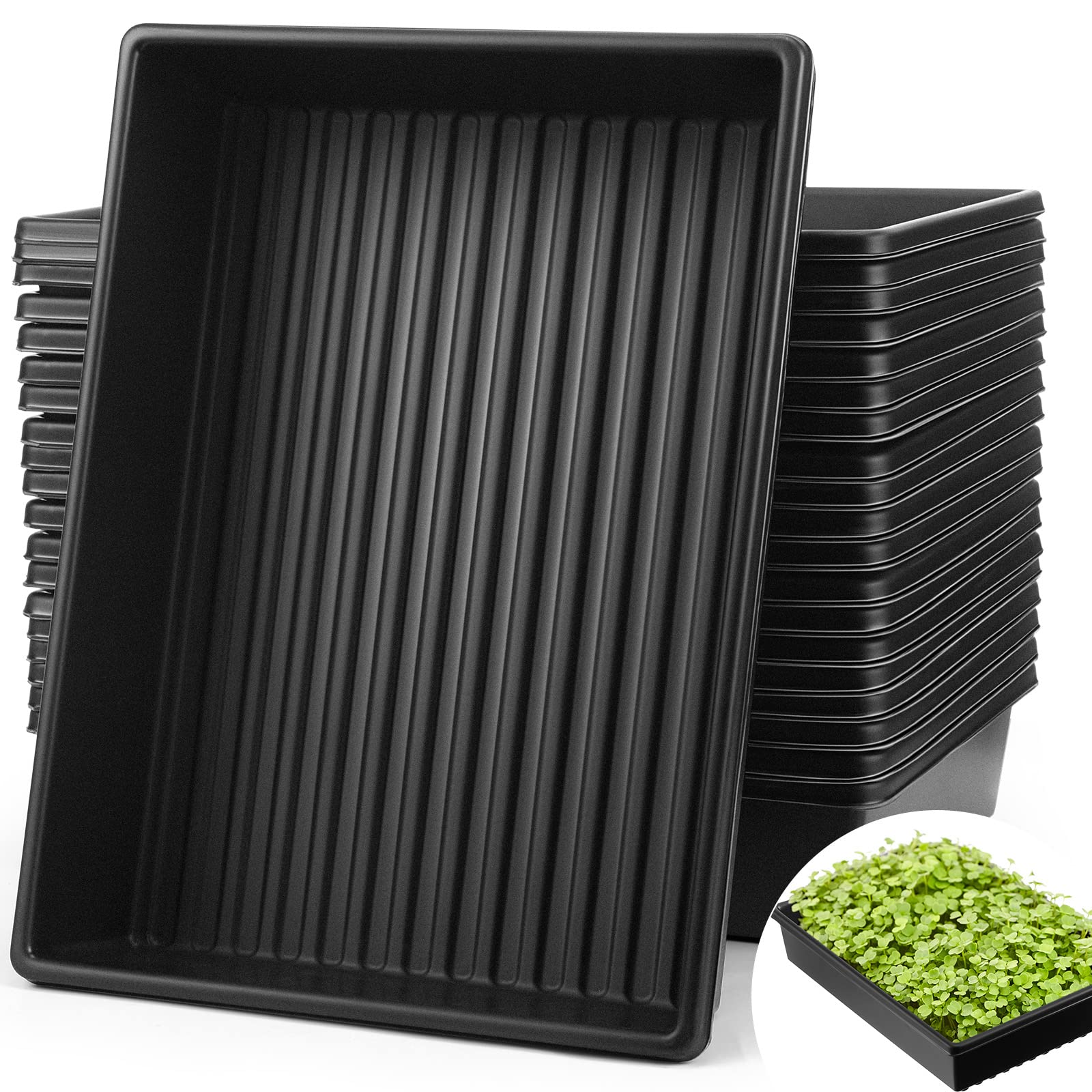 Tessco 20 Pack Plant Growing Tray 12.7x9.5x2.5 in Heavy Duty Plastic ...