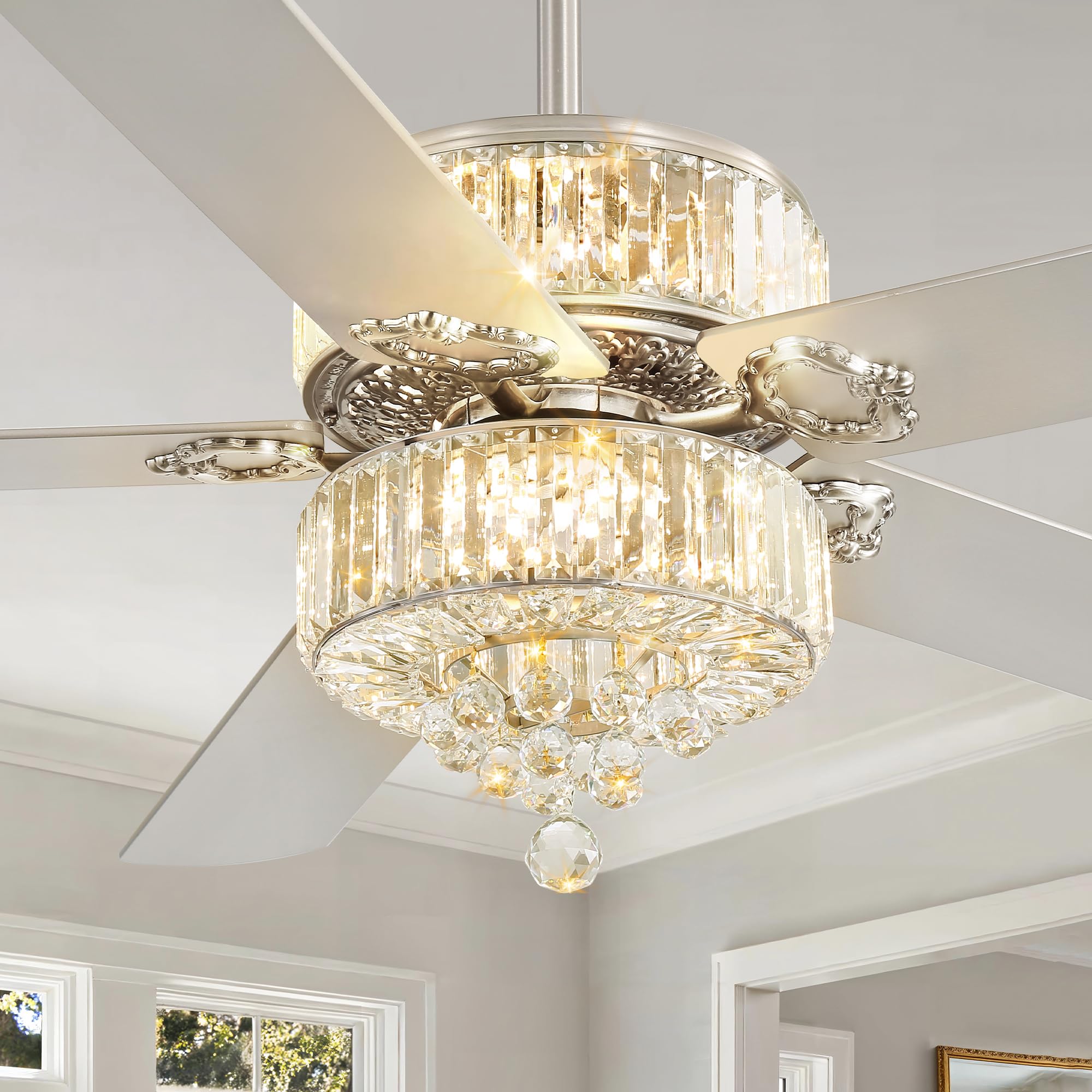 60 Ceiling Fan With Crystal Light Chandelier Fan Dextrus 60 Inch Black