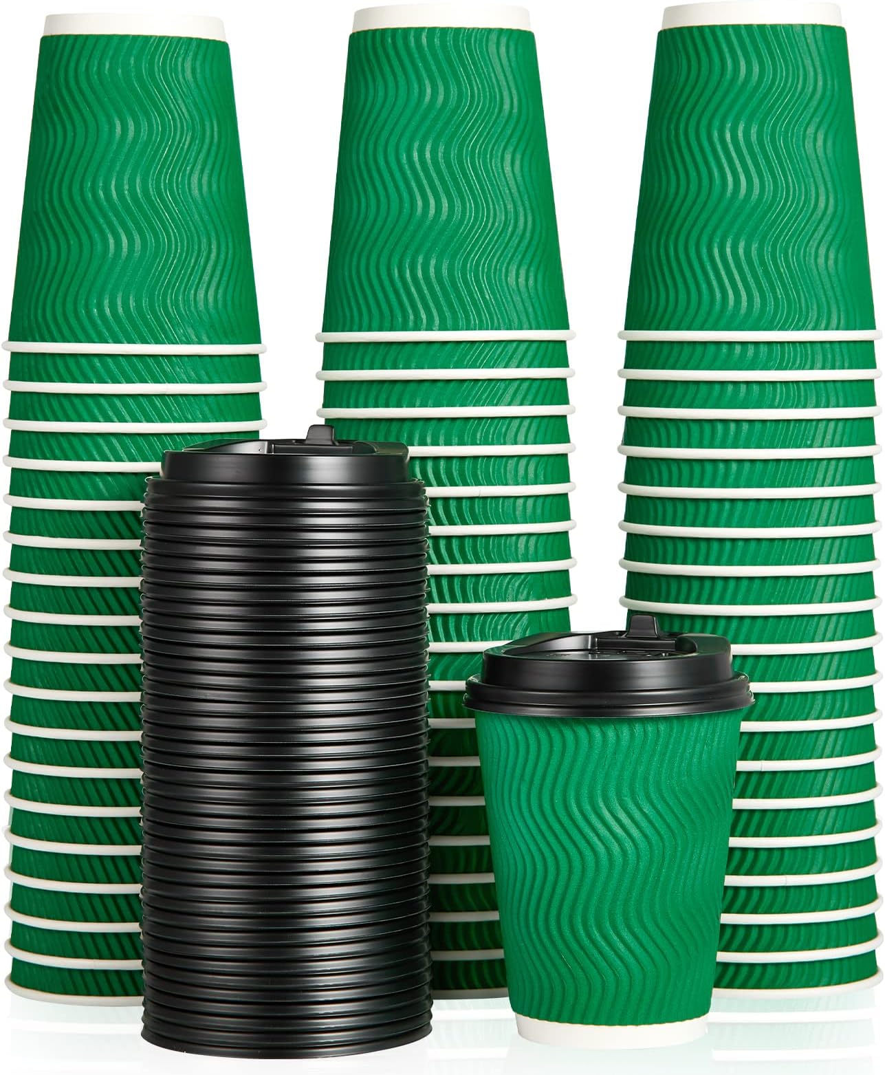 Amazon.com: Nobleroyalcity-(NRC) Disposable Coffee Cups with Lids 12 oz ...