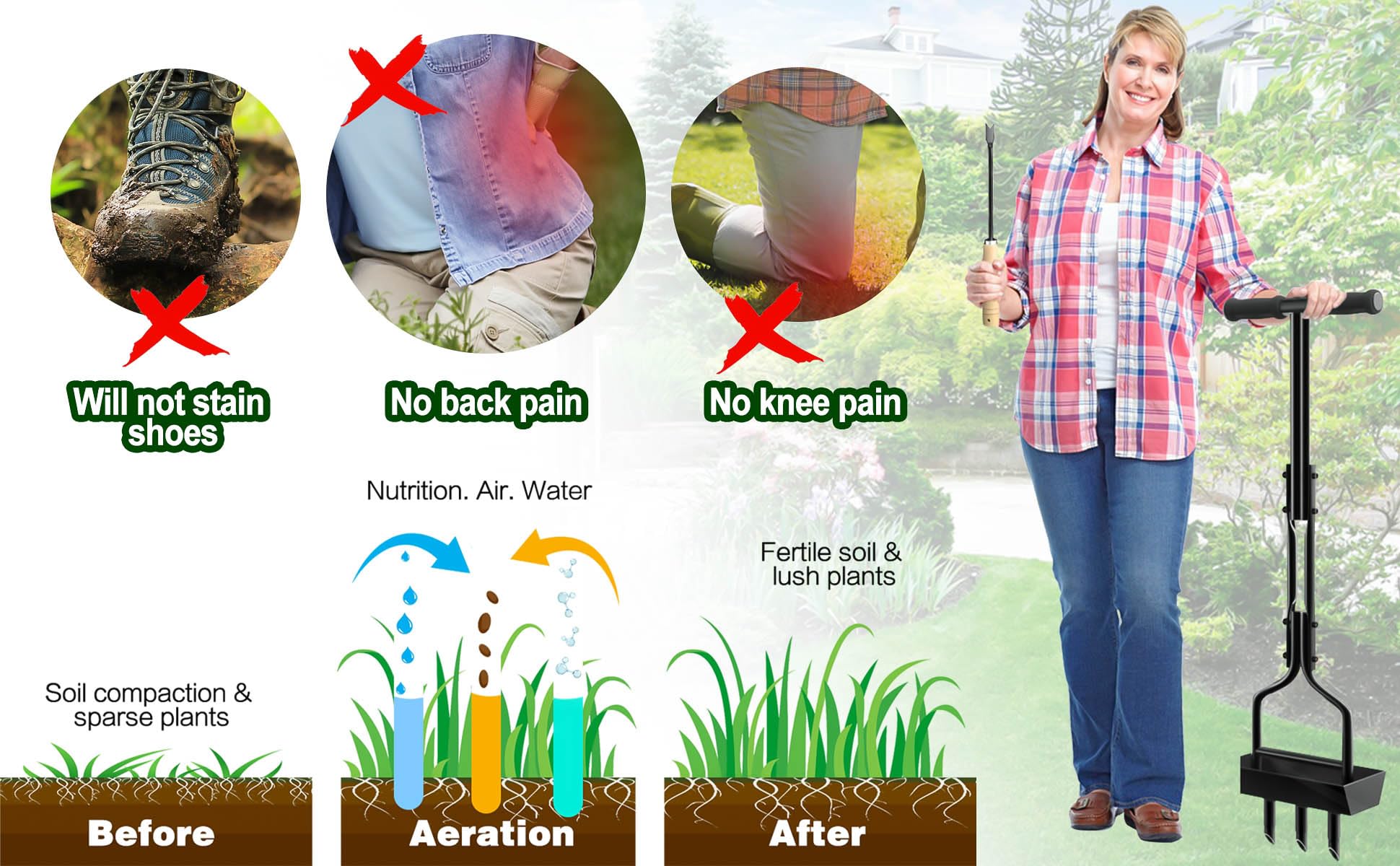 Kedoxi Lawn Aerator Coring Tool with Soil Corer Collector, Manual Lawn ...