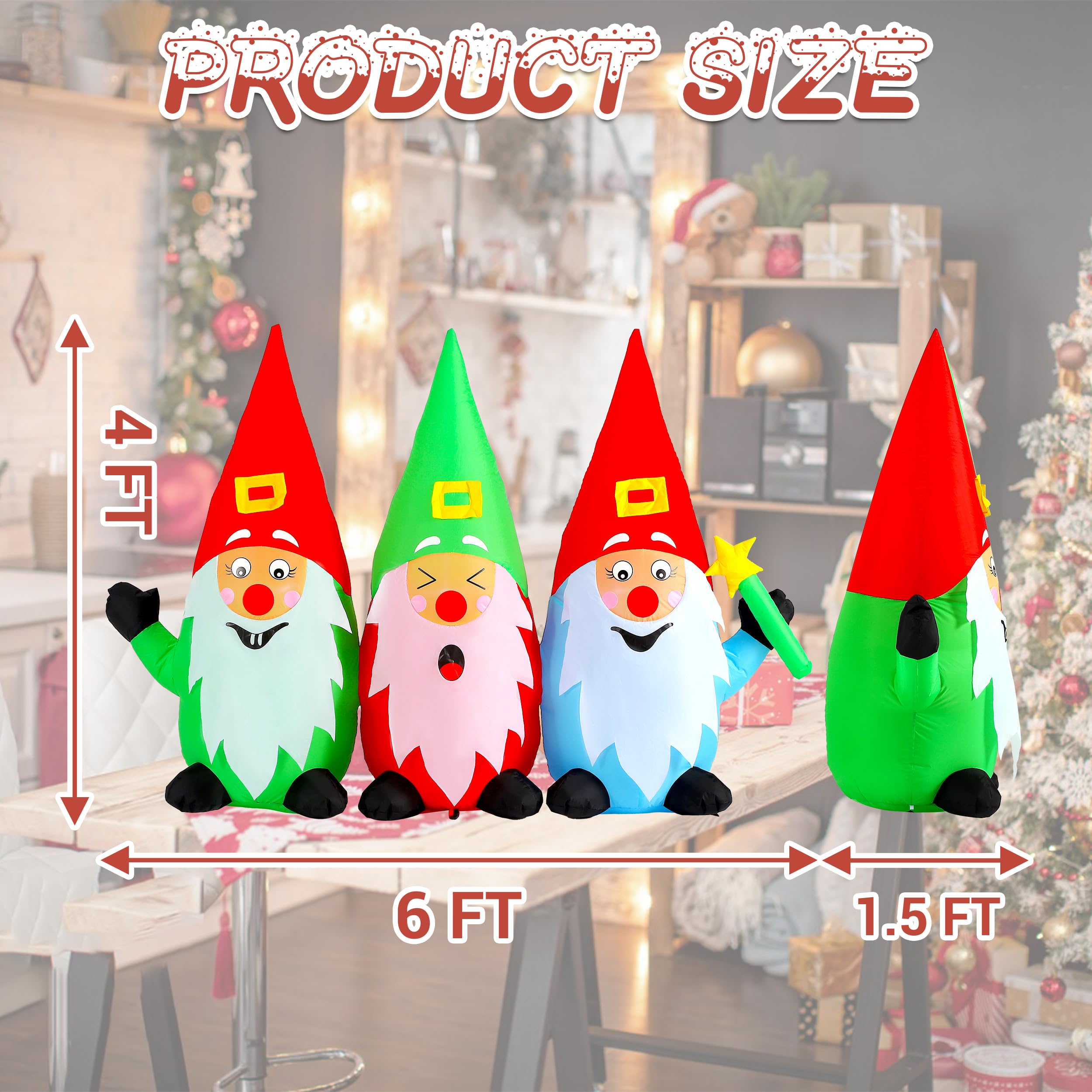 Snapklik.com : Christmas Gnome Inflatable 6FT Long, Blow Up 3 Gnomes ...