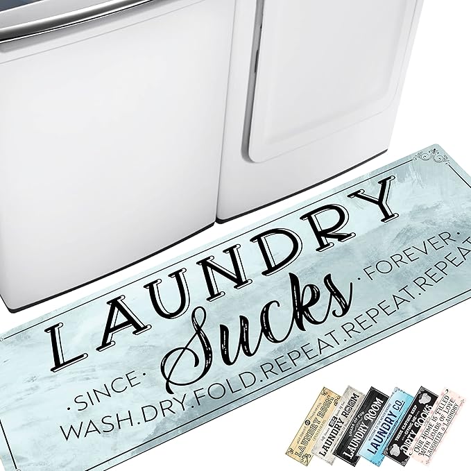 Amazon.com: Tapeera Farmhouse Laundry Mat - 20" x 59" Non-Slip Rubber ...