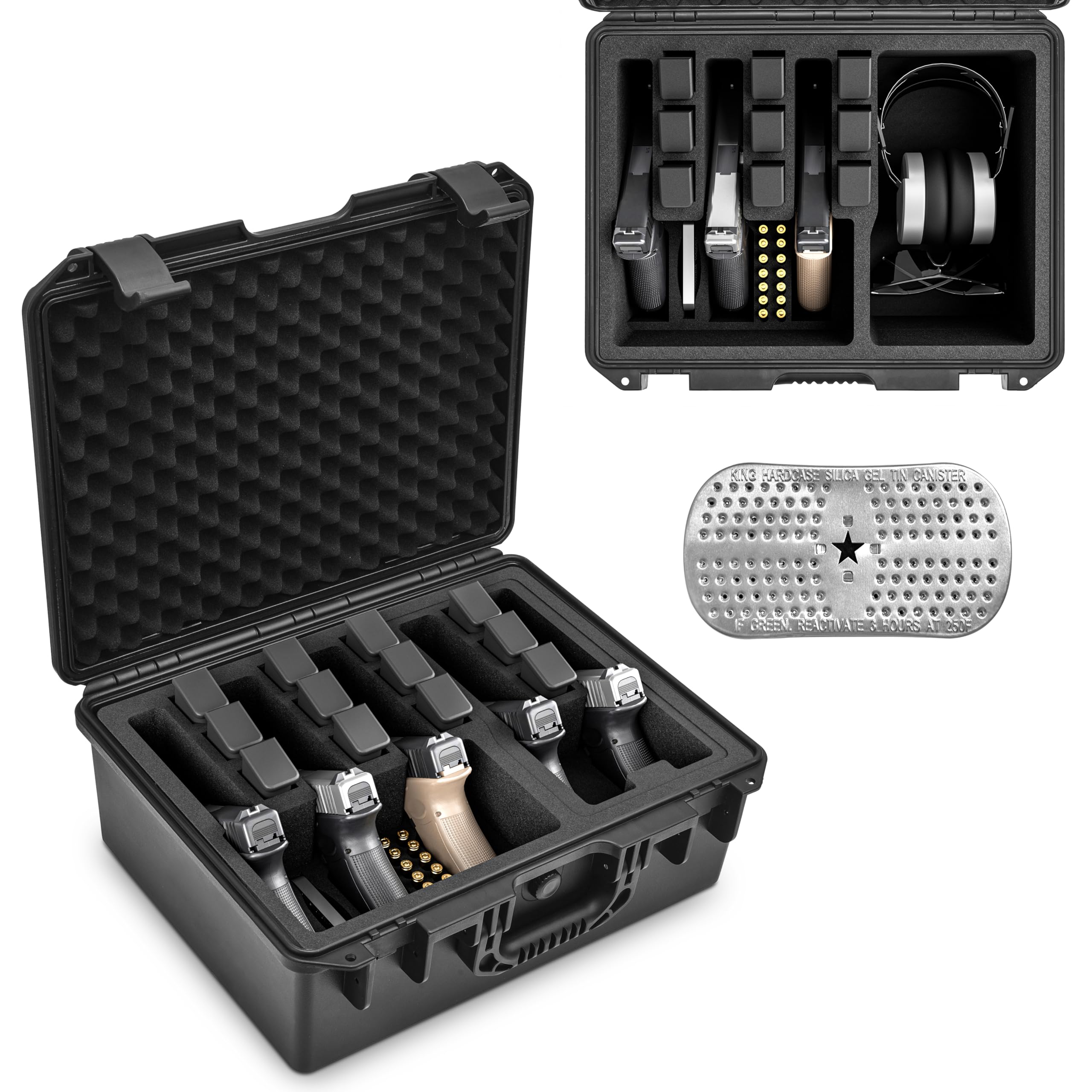 Kinghardcase Gun Case 5 Pistol Case for Handguns & 12 Magazine Pre-Cut ...