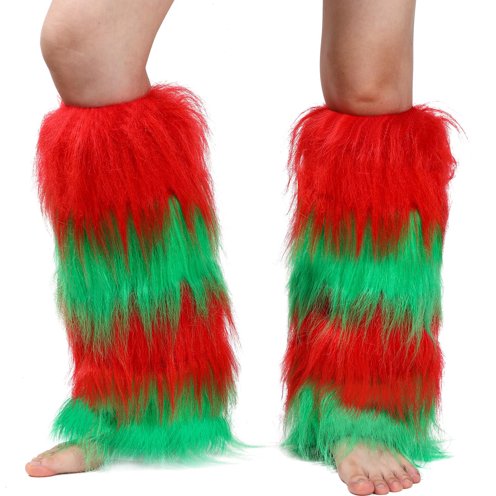 Kigeli Christmas Mardi Gras Leg Warmers Women Furry Leg Covers Warmers ...
