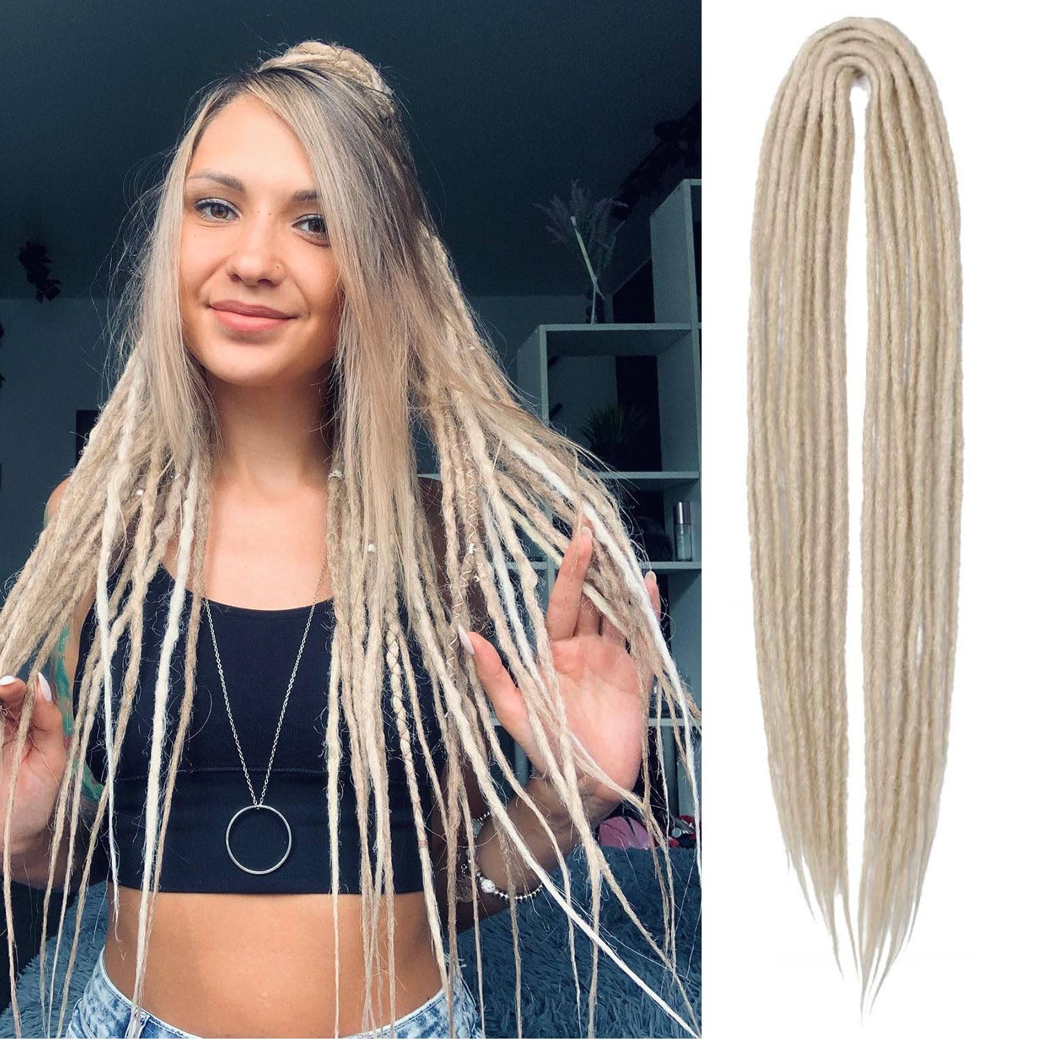 Amazon.com : FANCEE 24 Inch DE Platinum Blonde Dreadlocks Extensions ...
