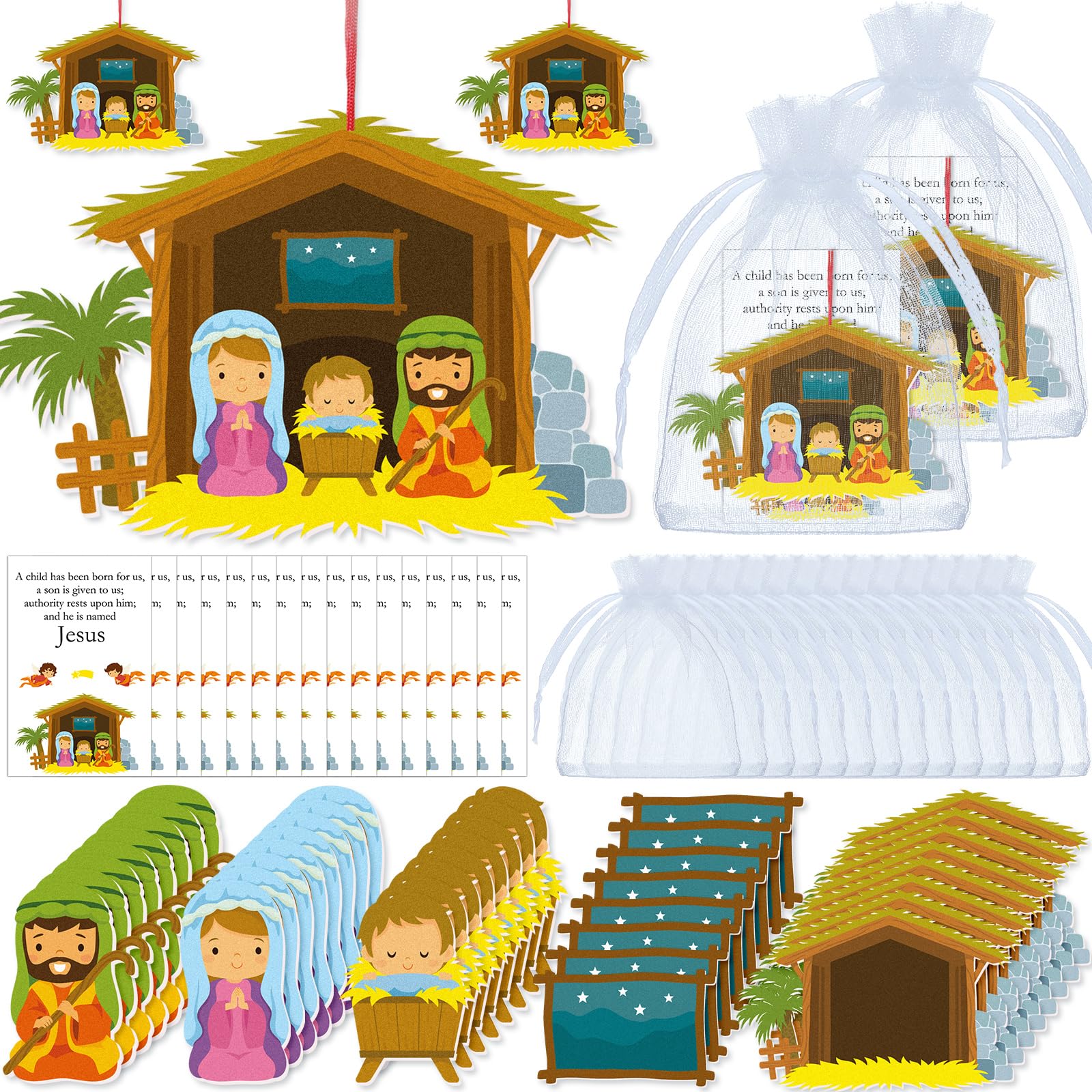 Amazon.com: Syhood 25 Sets Christmas Crafts Felt Nativity Ornament ...