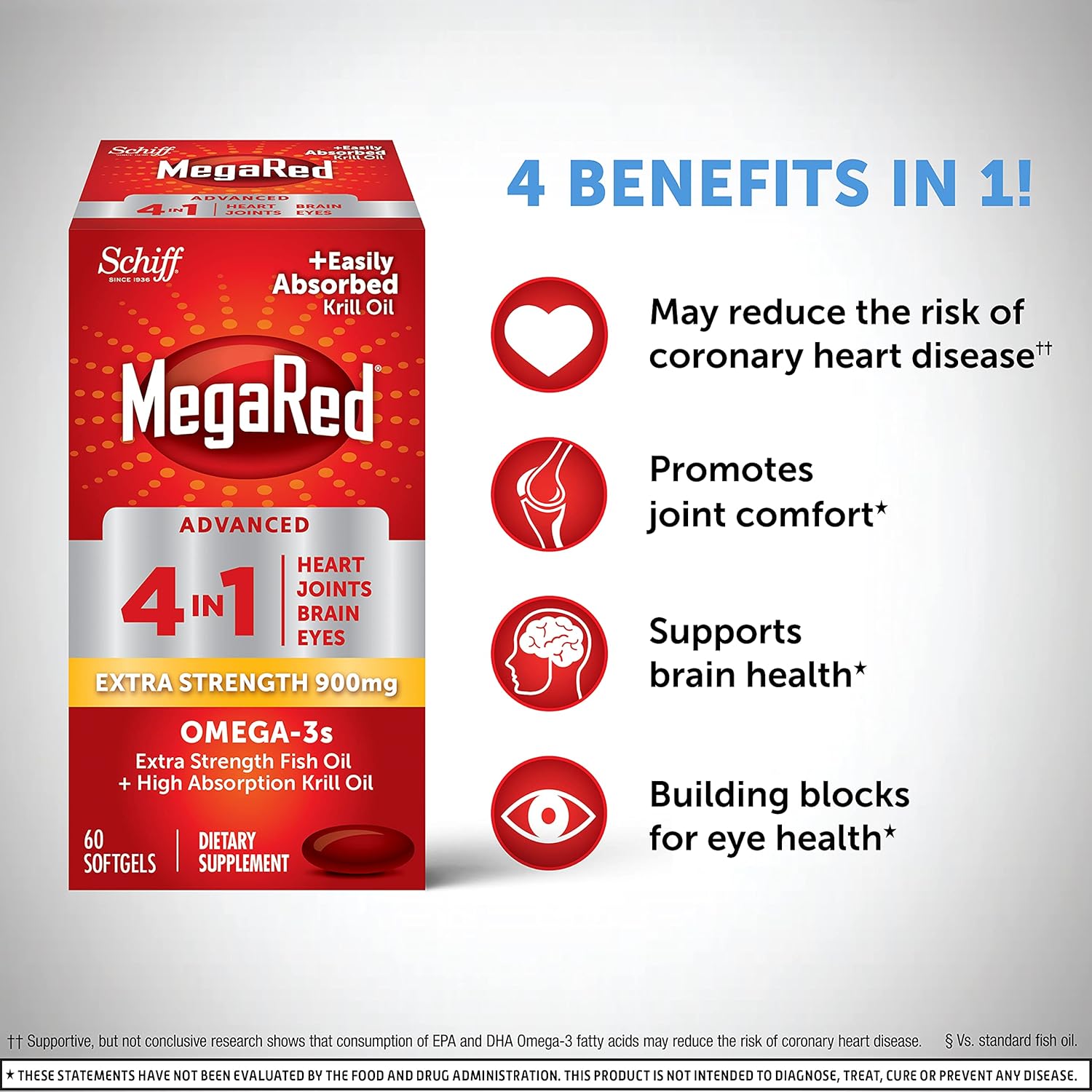 Buy MegaRed Fish Oil + Krill Oil 900mg Omega 3 Supplement with EPA ...