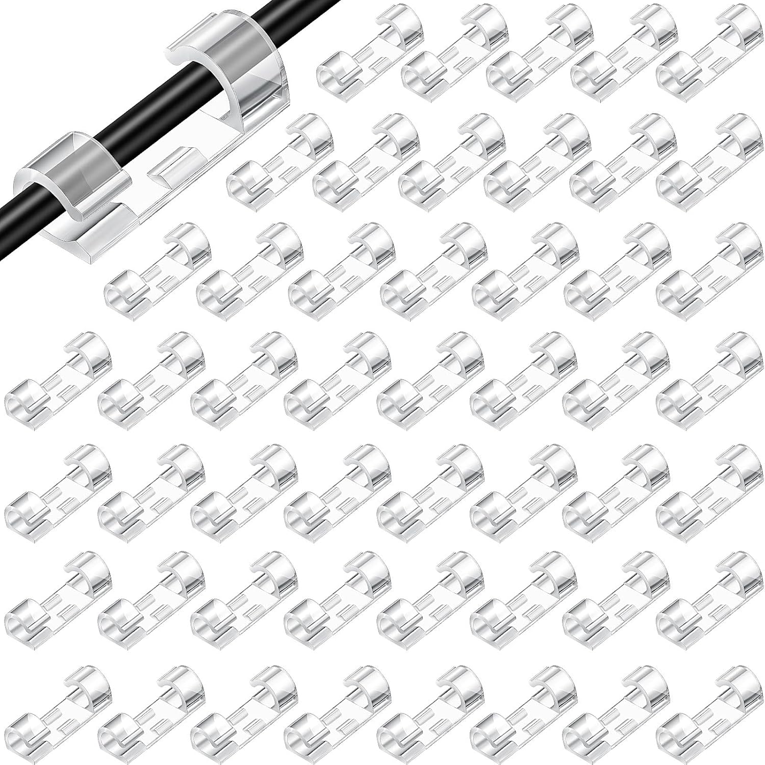 Thyle 1000 Pcs Cable Management Adhesive Cable Clips Clear Cable ...