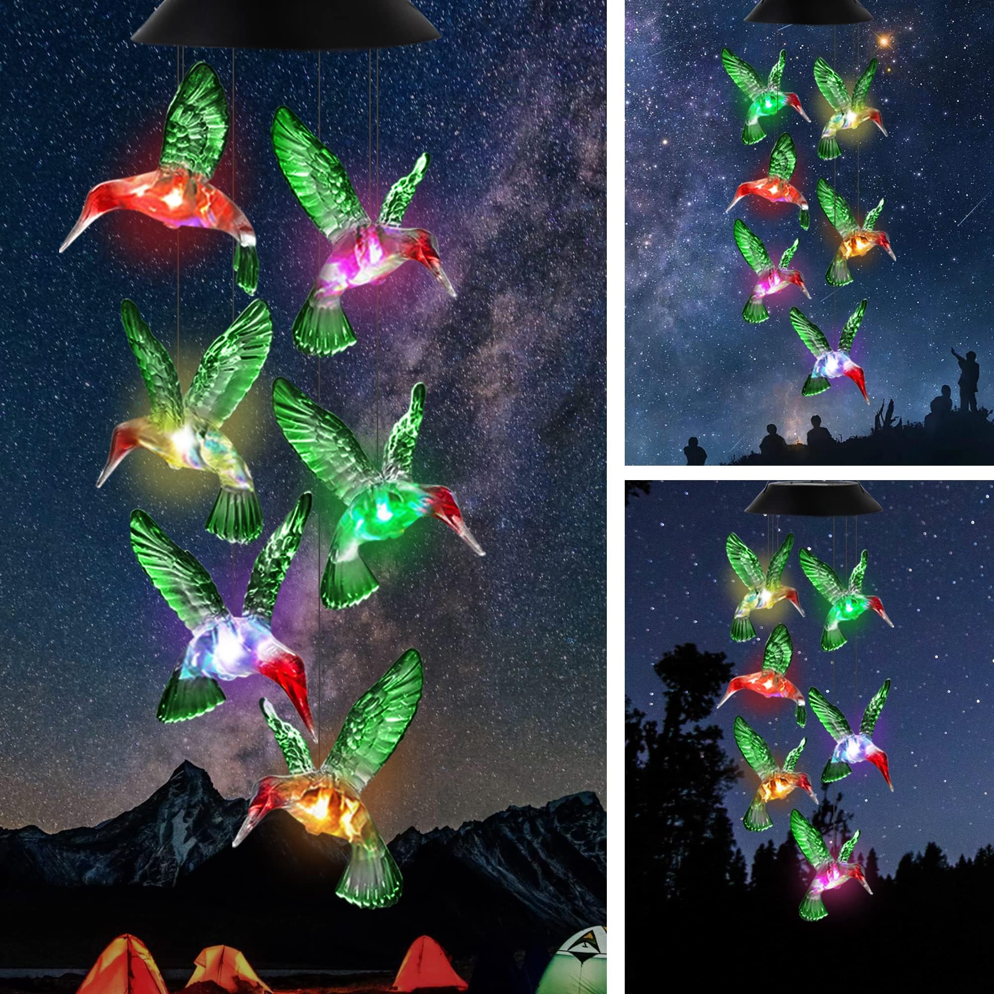 Amazon.com : Roying Solar Hummingbird Wind Chimes-Hanging Solar Lights ...