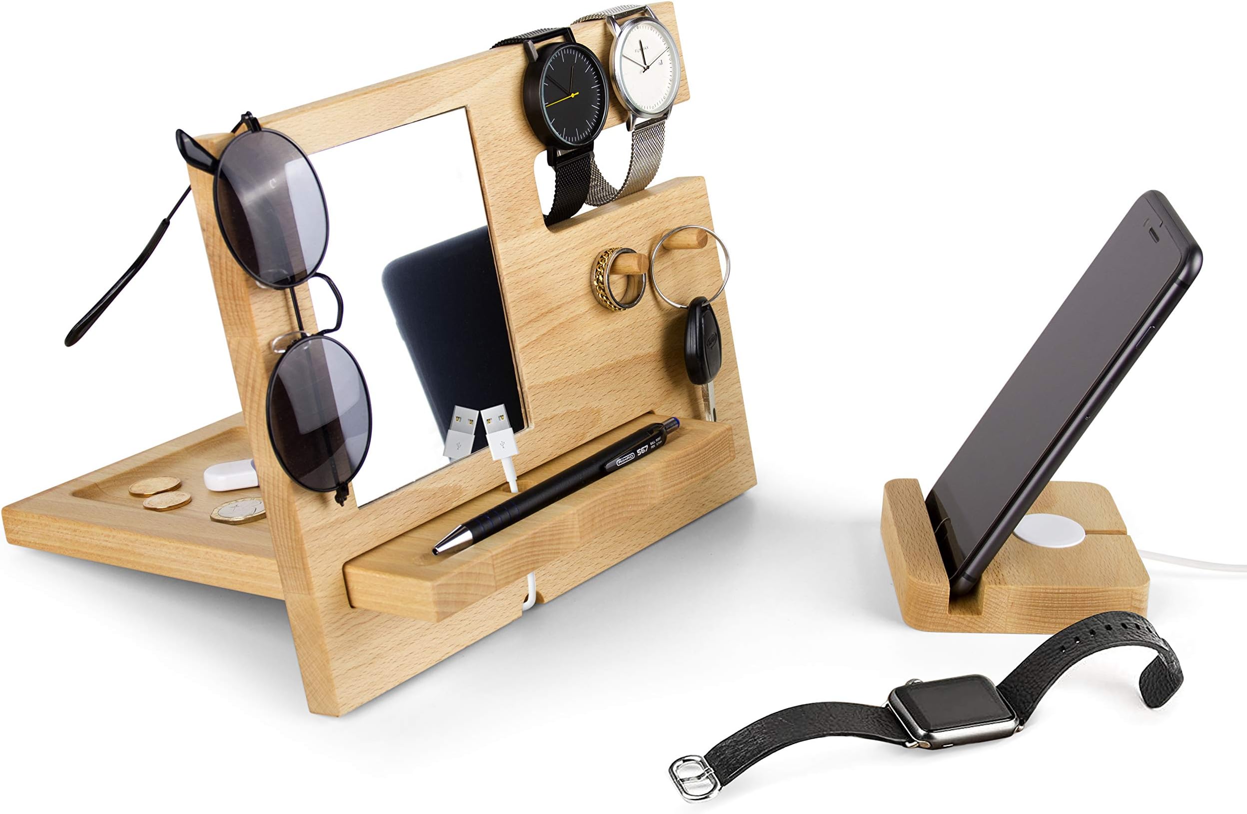 Amazon.com: Wood Phone Docking Station for up to 3 Phones - Nightstand ...