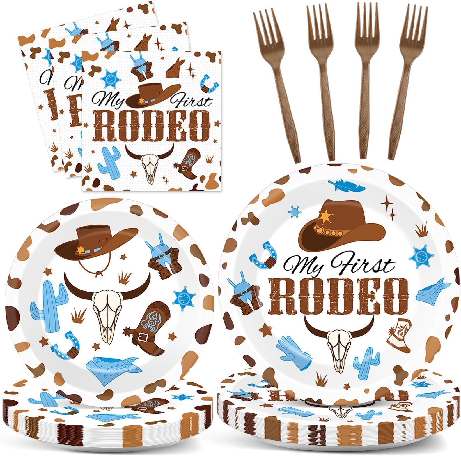 Amazon.com: 96 Pcs My First Rodeo Birthday Party Supplies Paper Plates ...