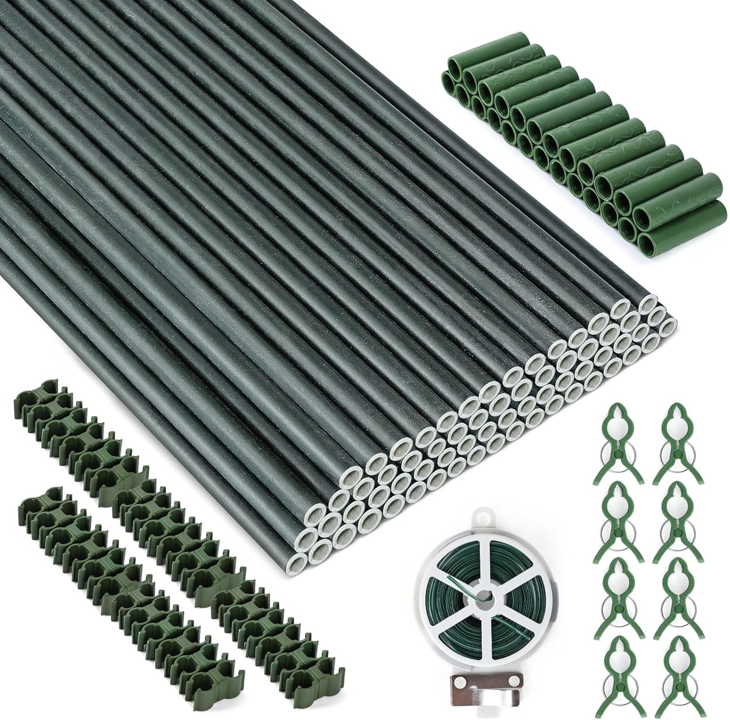 Amazon.com : CEED4U 64 Pcs Garden Stakes,15.7" Fiberglass Plant Sticks ...