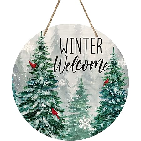 Amazon.com : Whaline Winter Wooden Hanging Sign Winter Let It Snow Door ...
