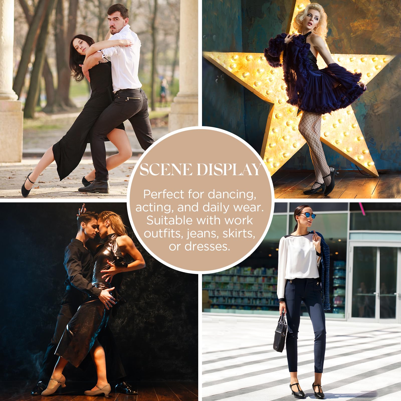 Snapklik.com : Black Character Shoes For Women 2.5" Ballroom Dance ...