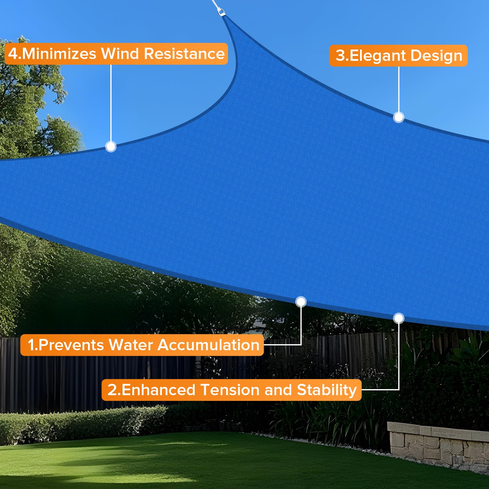 Snapklik.com : Artpuch Sun Shade Sail, 8x8x8 Blue Triangle, Curved ...