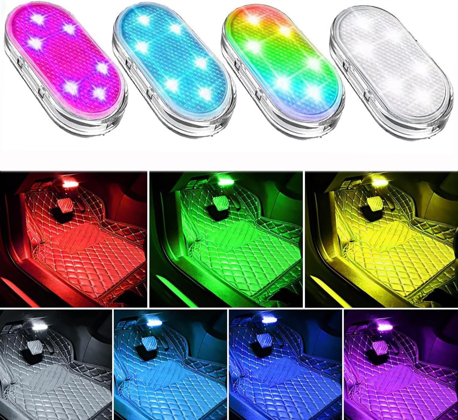Amazon.com: Wireless Car LED Lights Interior - 7 Color Ambient Lighting ...