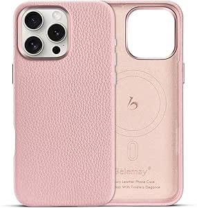 Amazon.com: Belemay Compatible with iPhone 16 Pro Leather Case - MagSafe Compatible - [Premium ...