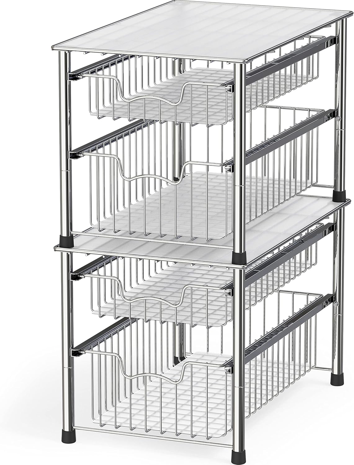 Buy SimpleHouseware Stackable 2 Tier Sliding Basket Organizer Drawer ...