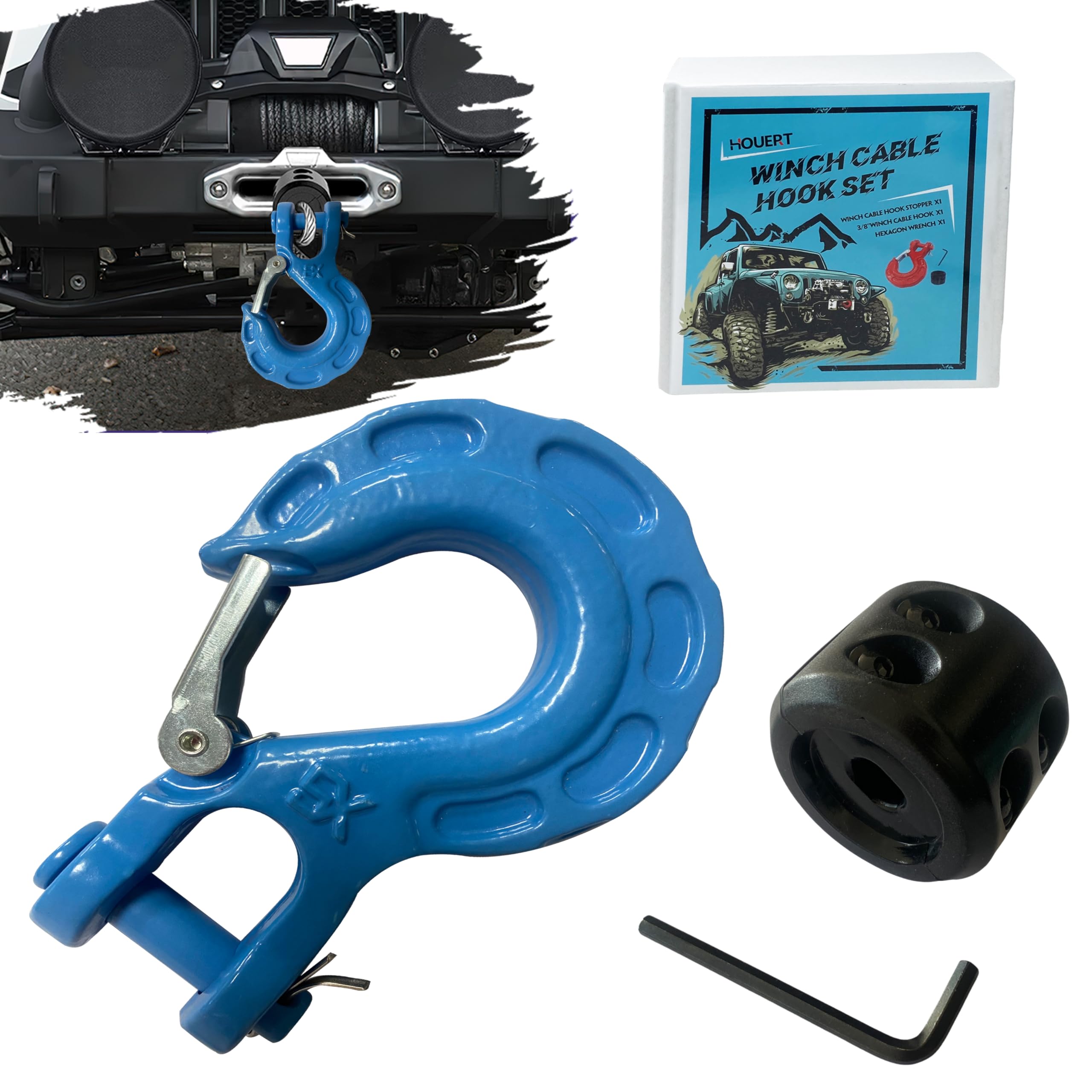 Snapklik.com : Heavy Duty Winch Hook, Forged Steel 3/8" Grade 70 Safety ...