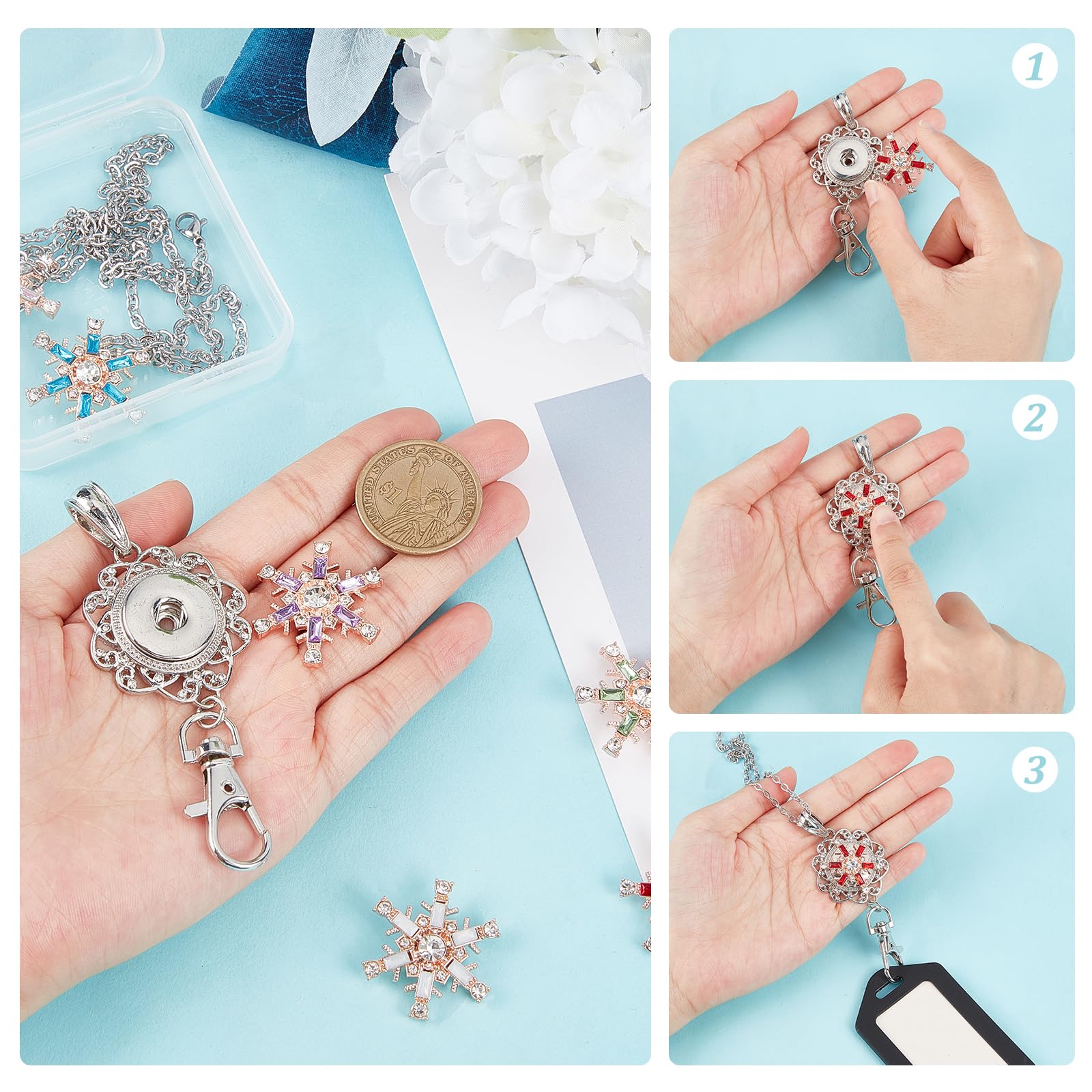 Snapklik.com : 1 Box 6Pcs Office Lanyards Snap Button Necklace Winter ...