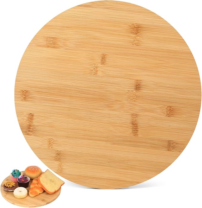 Wood Rotating Serving Trays, 11.8" Bamboo Serving Platter Plate, 360 ...