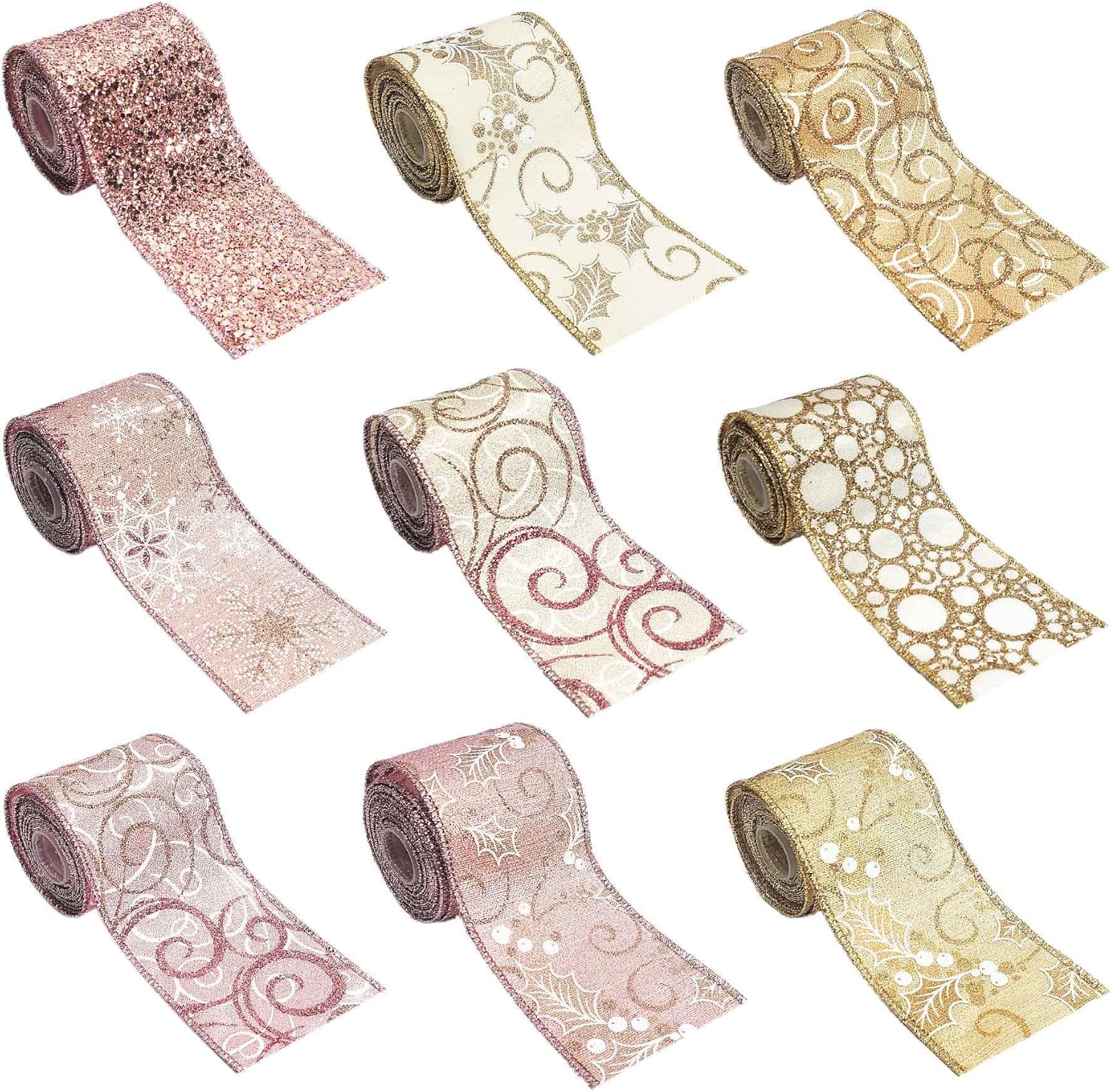 Amazon.com: Traico Christmas Wired Ribbon Assortment 27 Yards (2.5 Inch ...