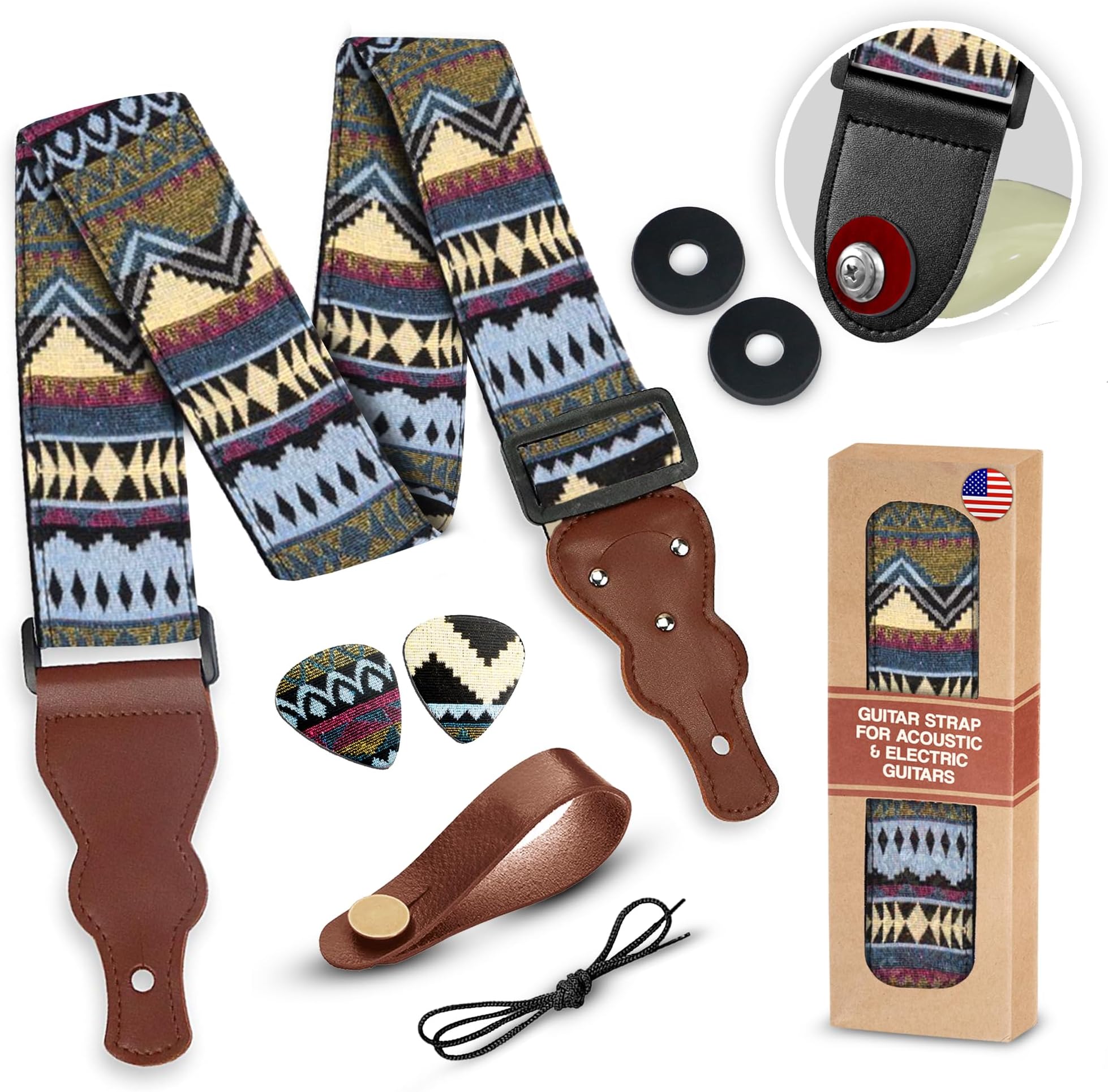 Amazon.com: Guitar Strap For Acoustic Guitar , Electric Guitar and Bass ...