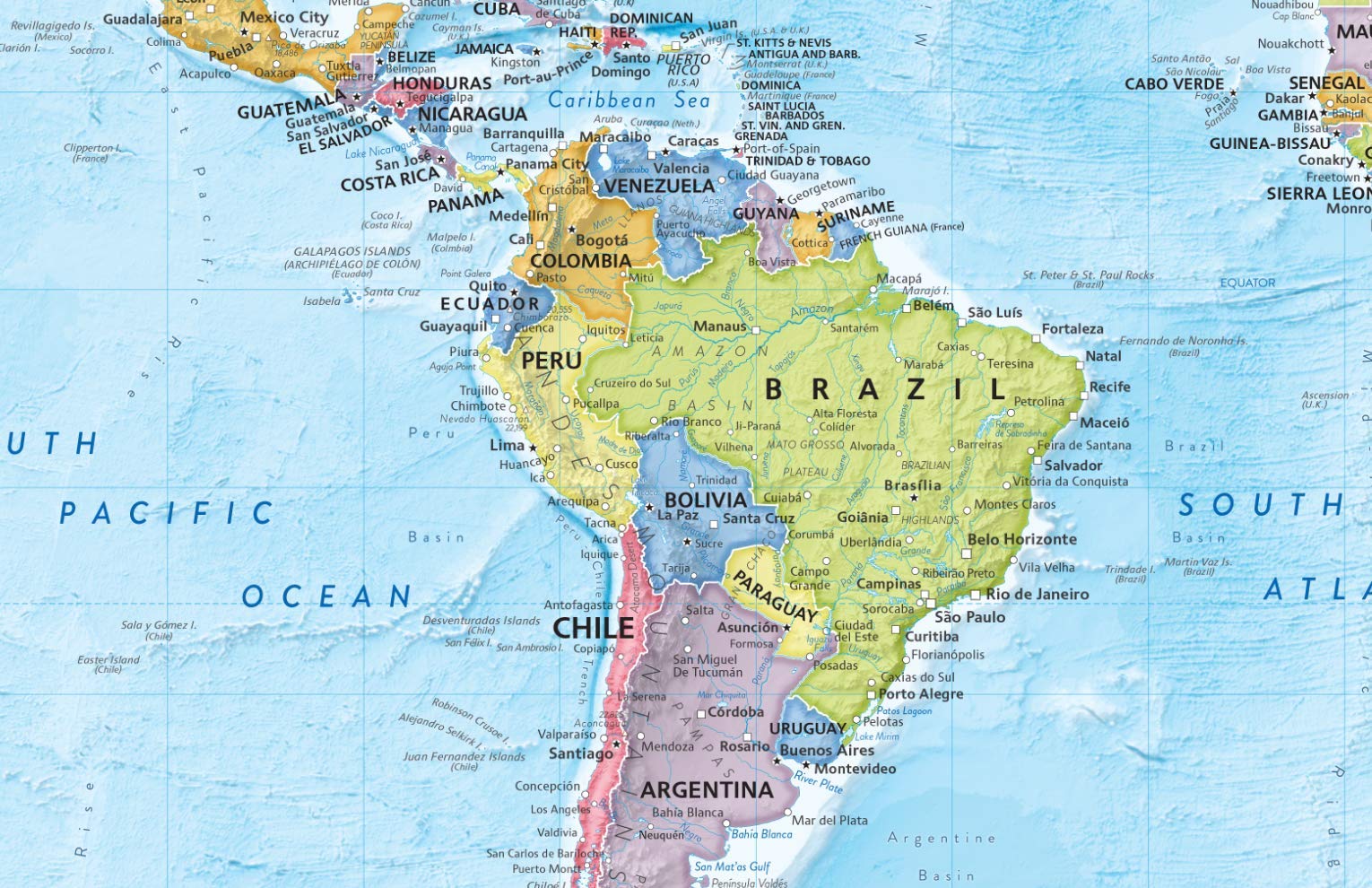 Large World Map Poster - 36x24 - Detailed World Wall Map - 2020 Wall ...