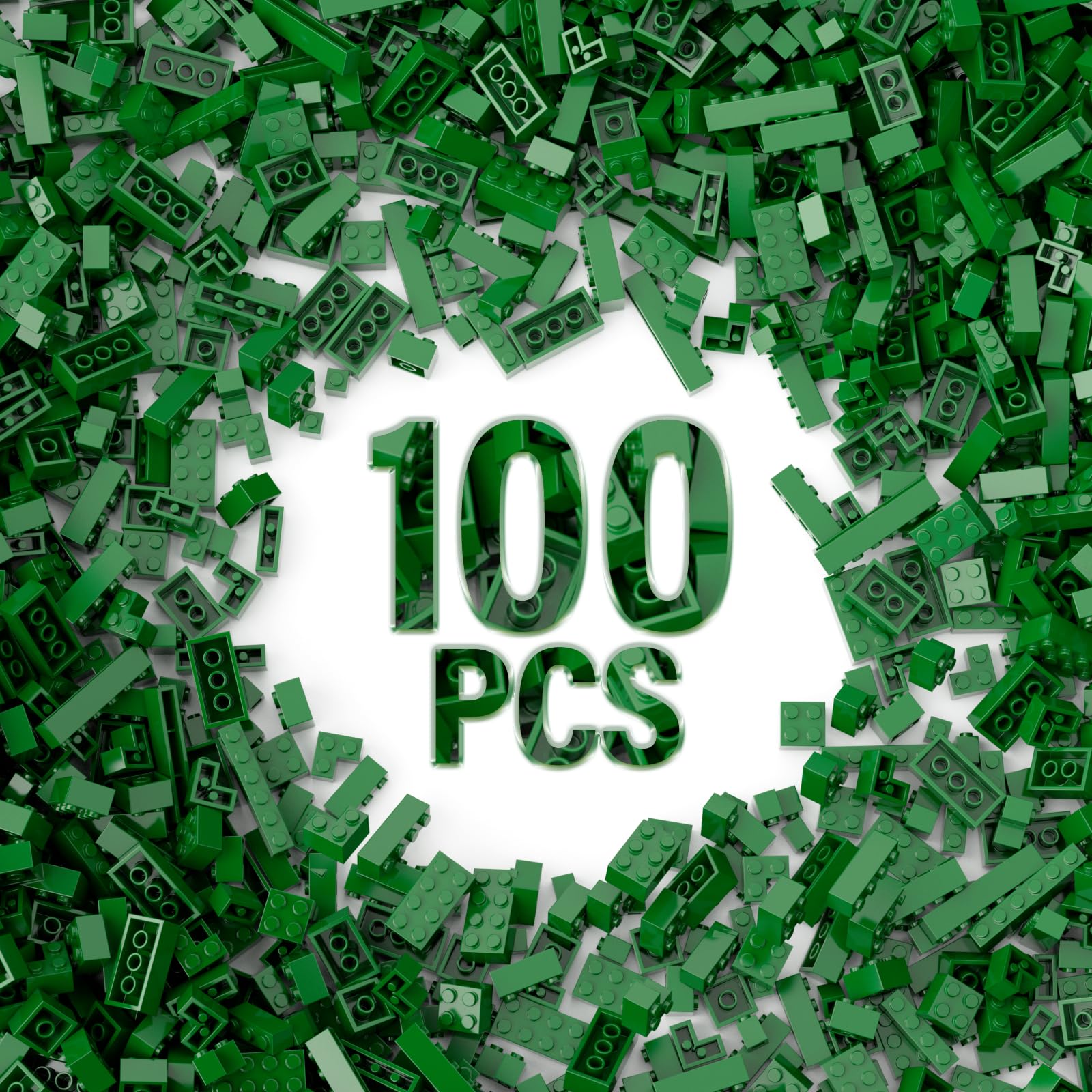 Amazon.com: 100 Piece Green Bricks Bulk, 12 Size Green Classic Building ...