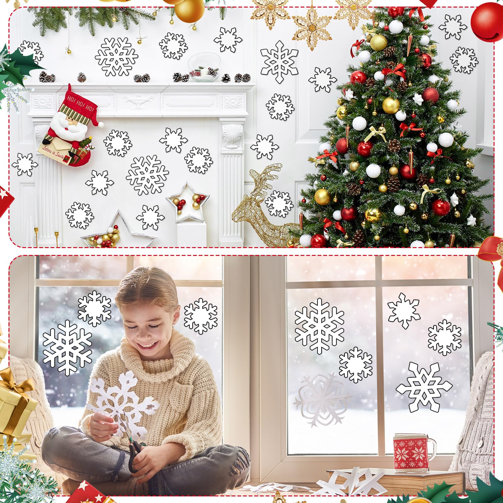 Snapklik.com : 90 Pcs Snowflake Cutouts Classroom Bulletin Board ...