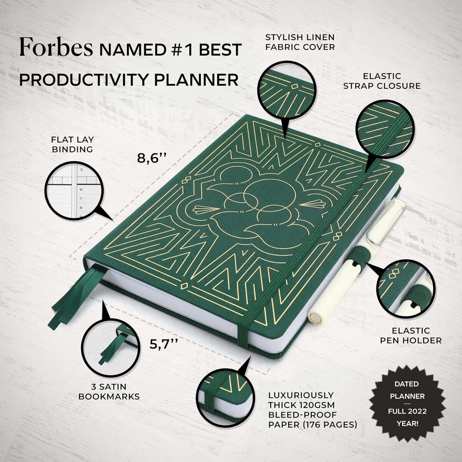 Smart Daily Planner Pro – Dated Full Year Diary 2022 – A5 Size ...
