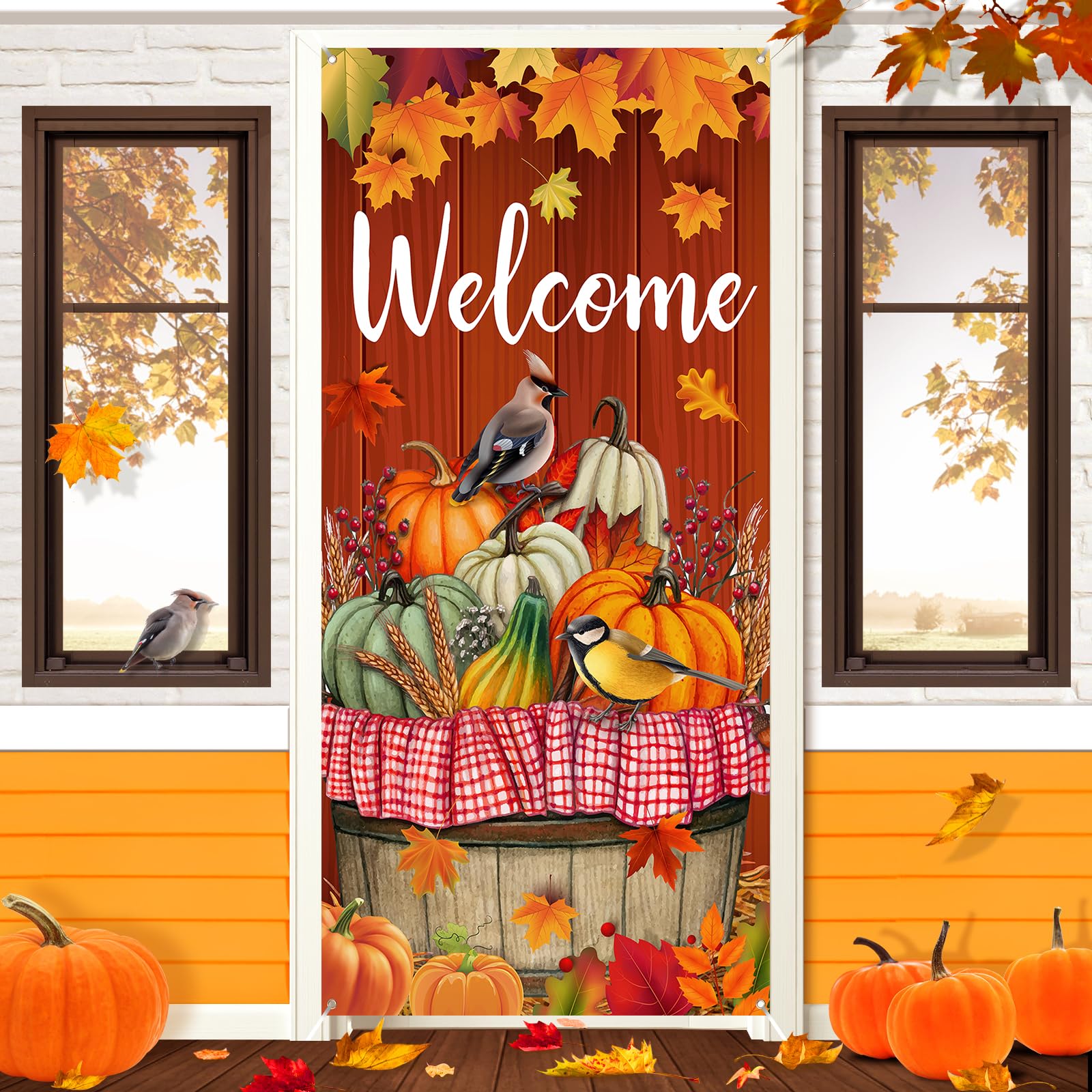 Amazon.com: Fall Party Door Banner Decorations Large Fall Door Cover ...