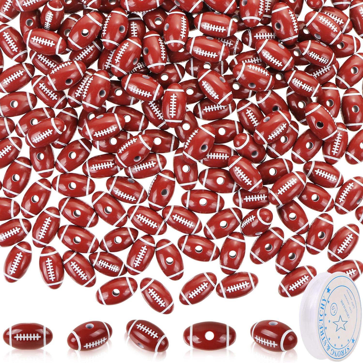 Amazon.com: CCOZN 200 Pcs Football Beads for DIY Jewelry Making, Tiny ...