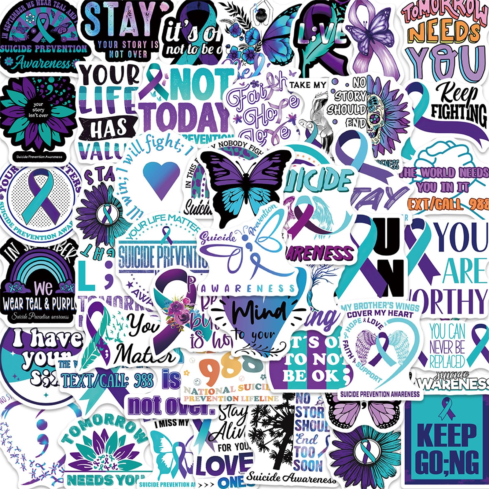 Amazon.com: Suicide Awareness Stickers Suicide Prevention Stickers Pack ...