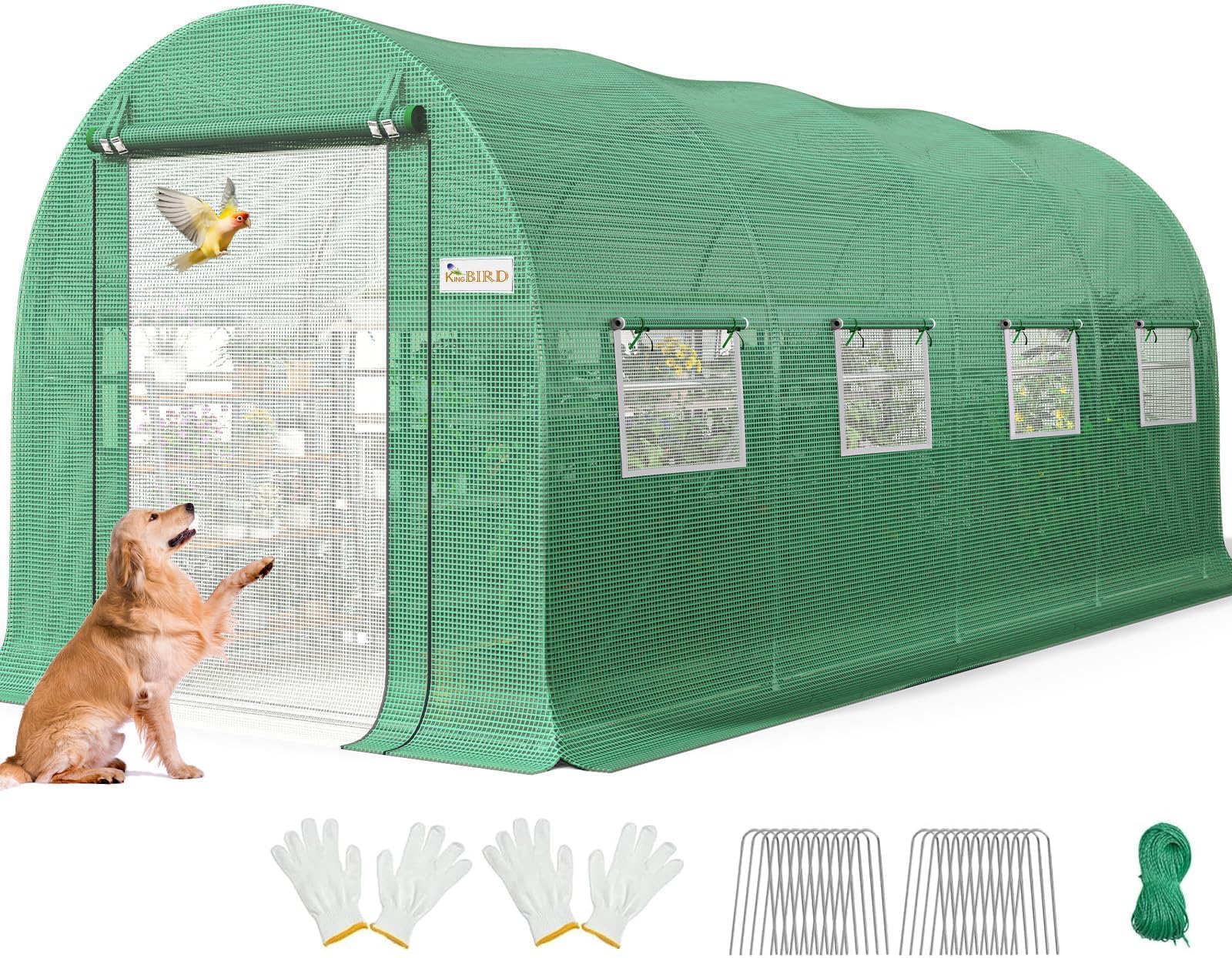 Amazon.com : KING BIRD Premium 15x6.6x6.6FT Greenhouse for Outdoors W ...
