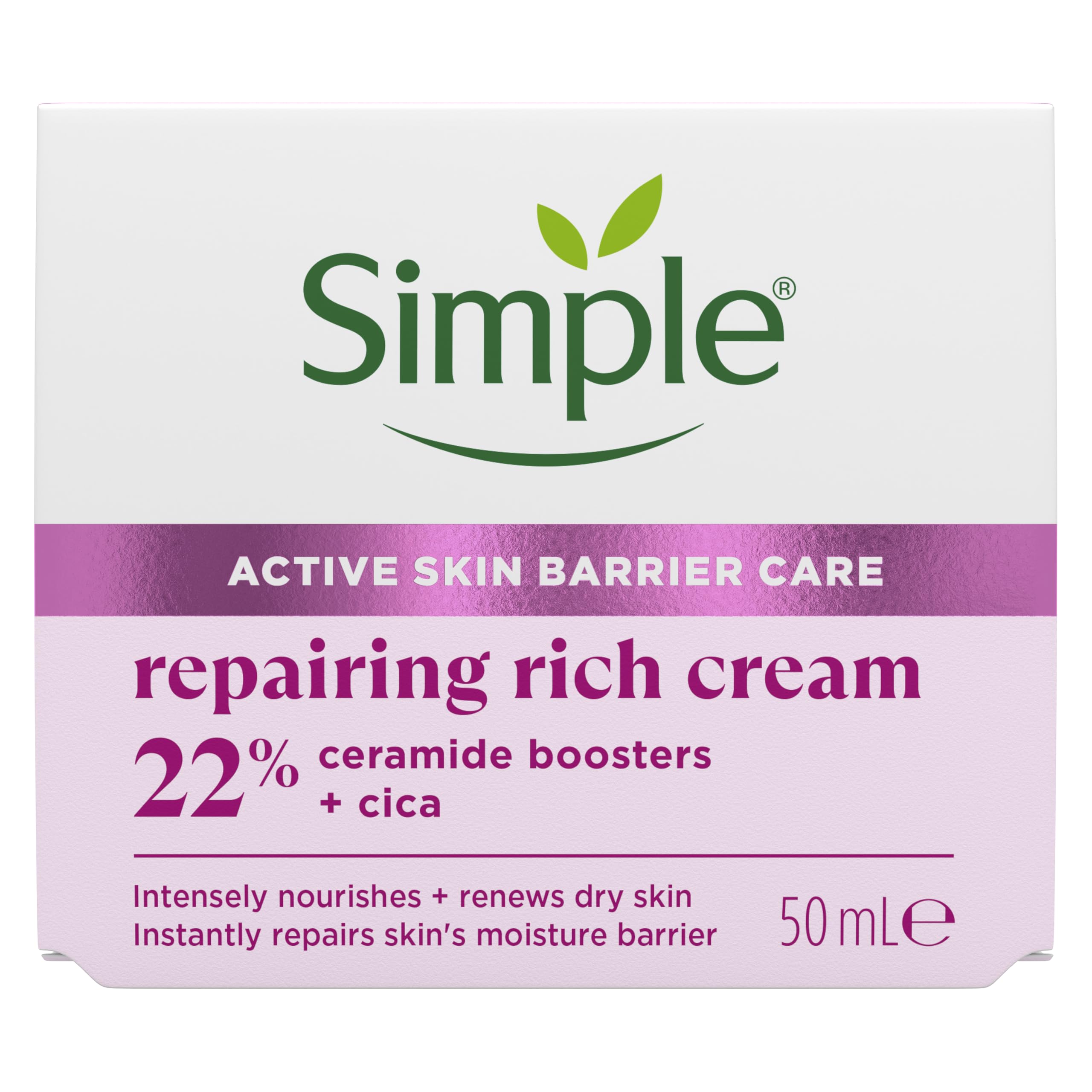 Simple Repairing Rich Face Cream facial moisturiser with 22% ceramide ...