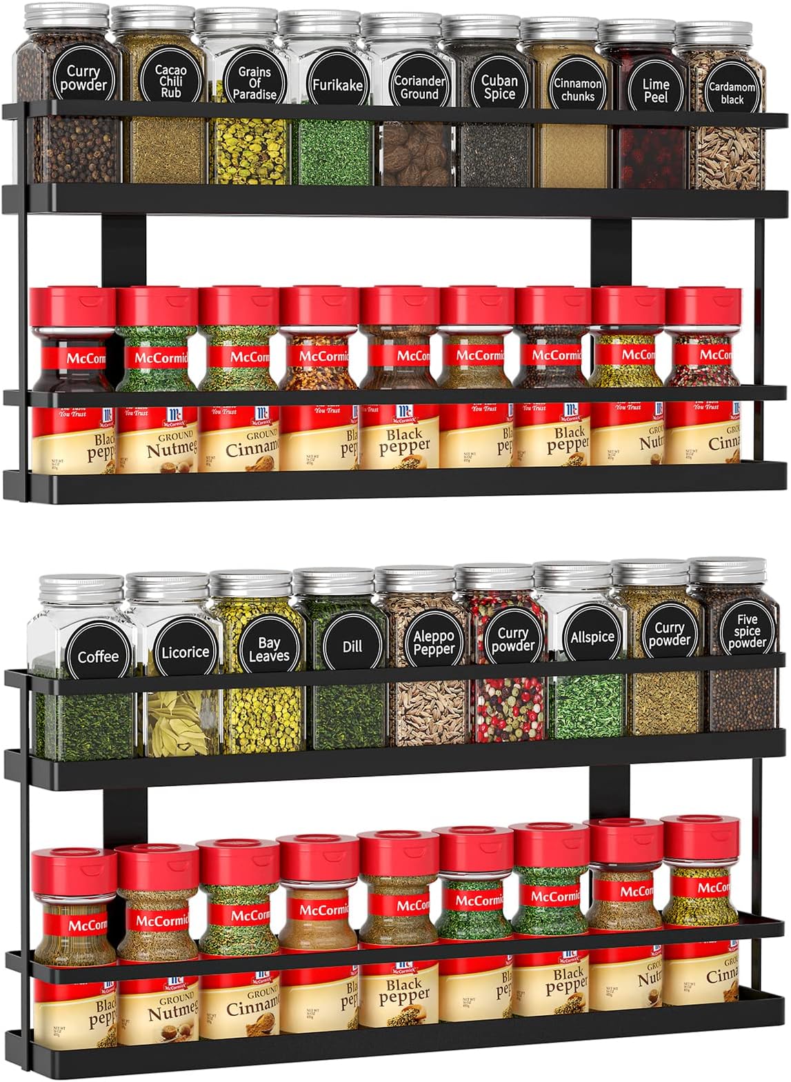 Amazon.com: 4 Tier Metal Spice Rack Wall Mount Kitchen Spices Organizer ...